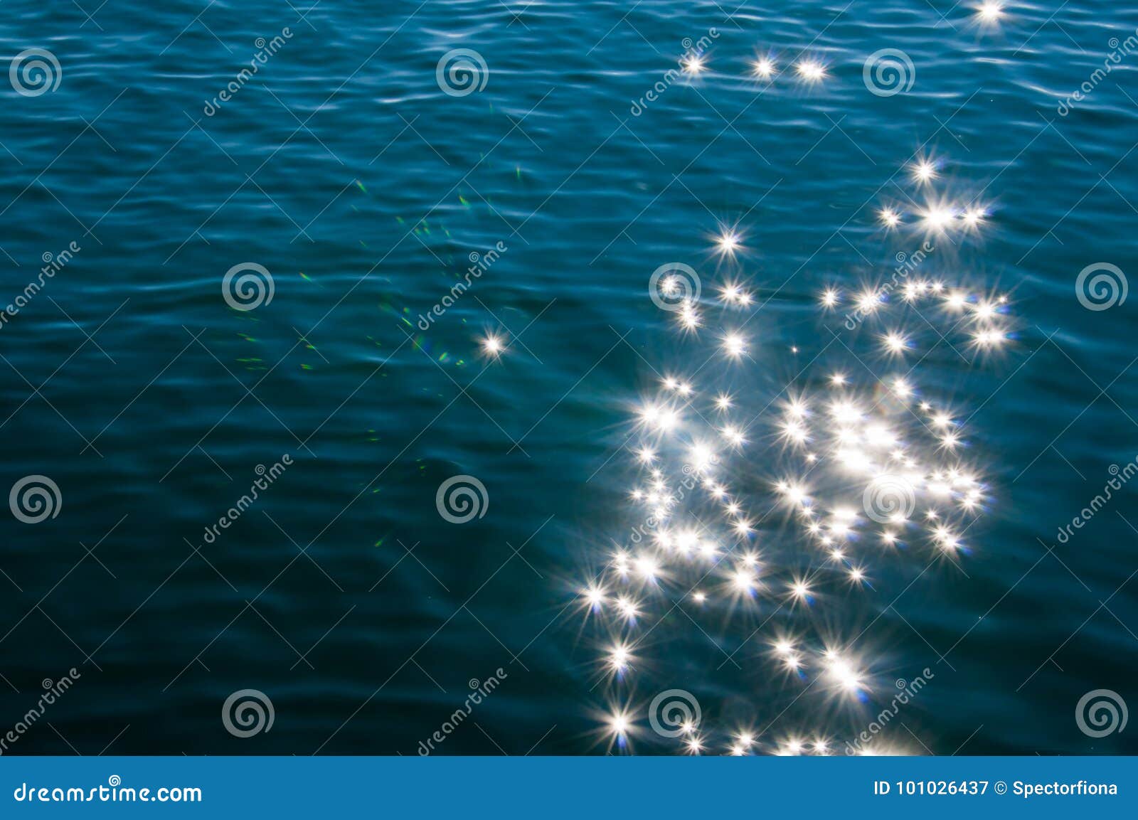 Sunlight Twinkling and Reflecting Off Lake Water. Background with Star ...