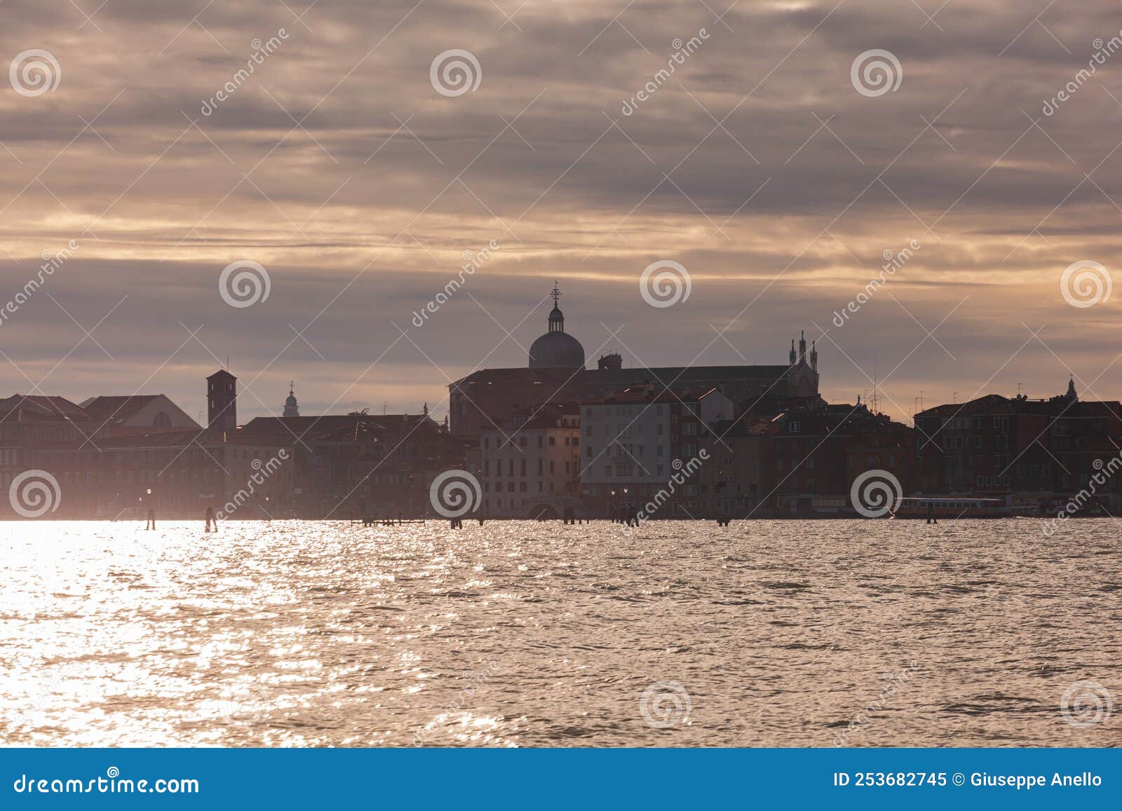 Sunlight on the Venice Skyline Stock Image - Image of town, island ...