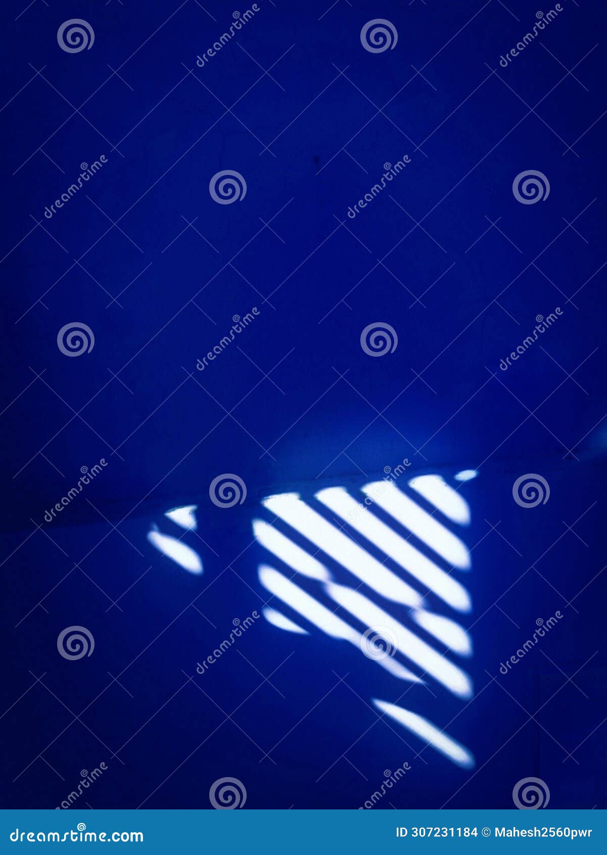 Sunlight Window Overlay Reflection on Blue Wall Separated by Line Stock ...