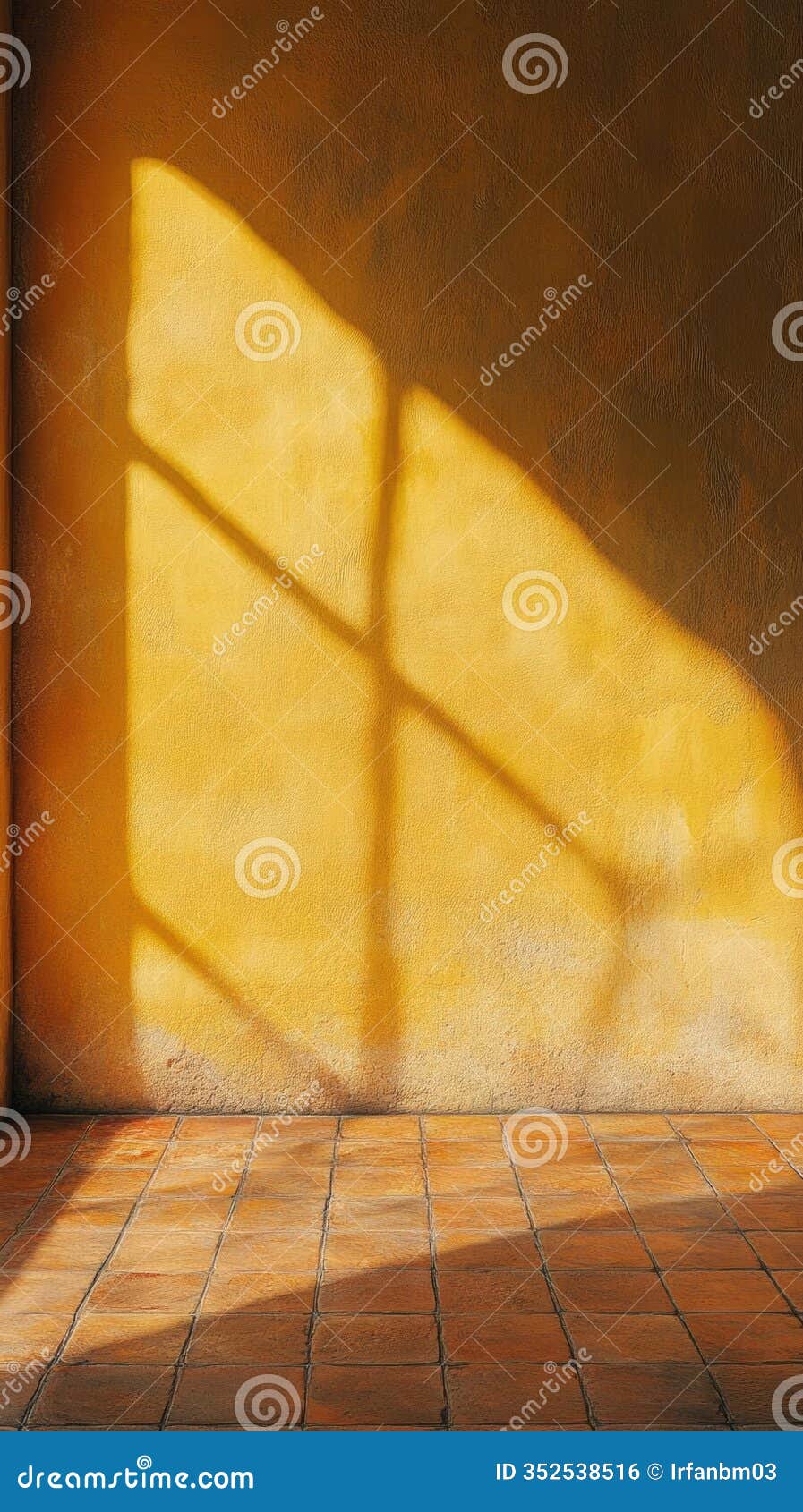 Sunlight through a Window on Yellow Wall with Tile Floor Stock Photo ...