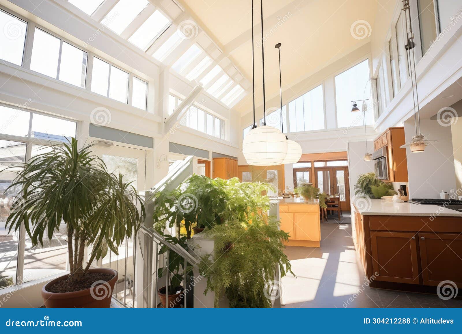 Sunlightfilled Atrium with Indoor Plants Stock Photo - Image of ...