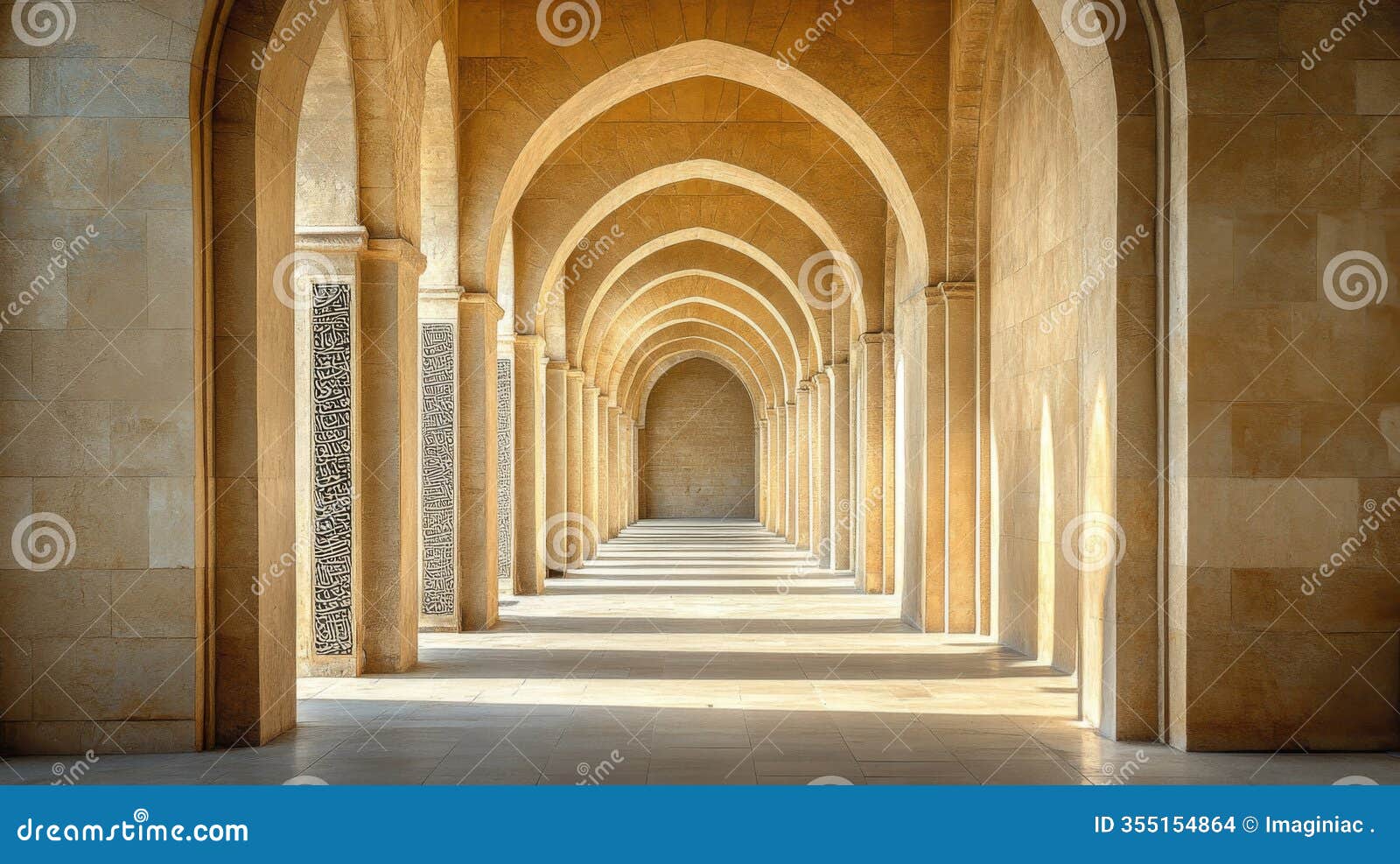 Sunlit Arched Colonnade Islamic Architecture Design Stock Illustration ...