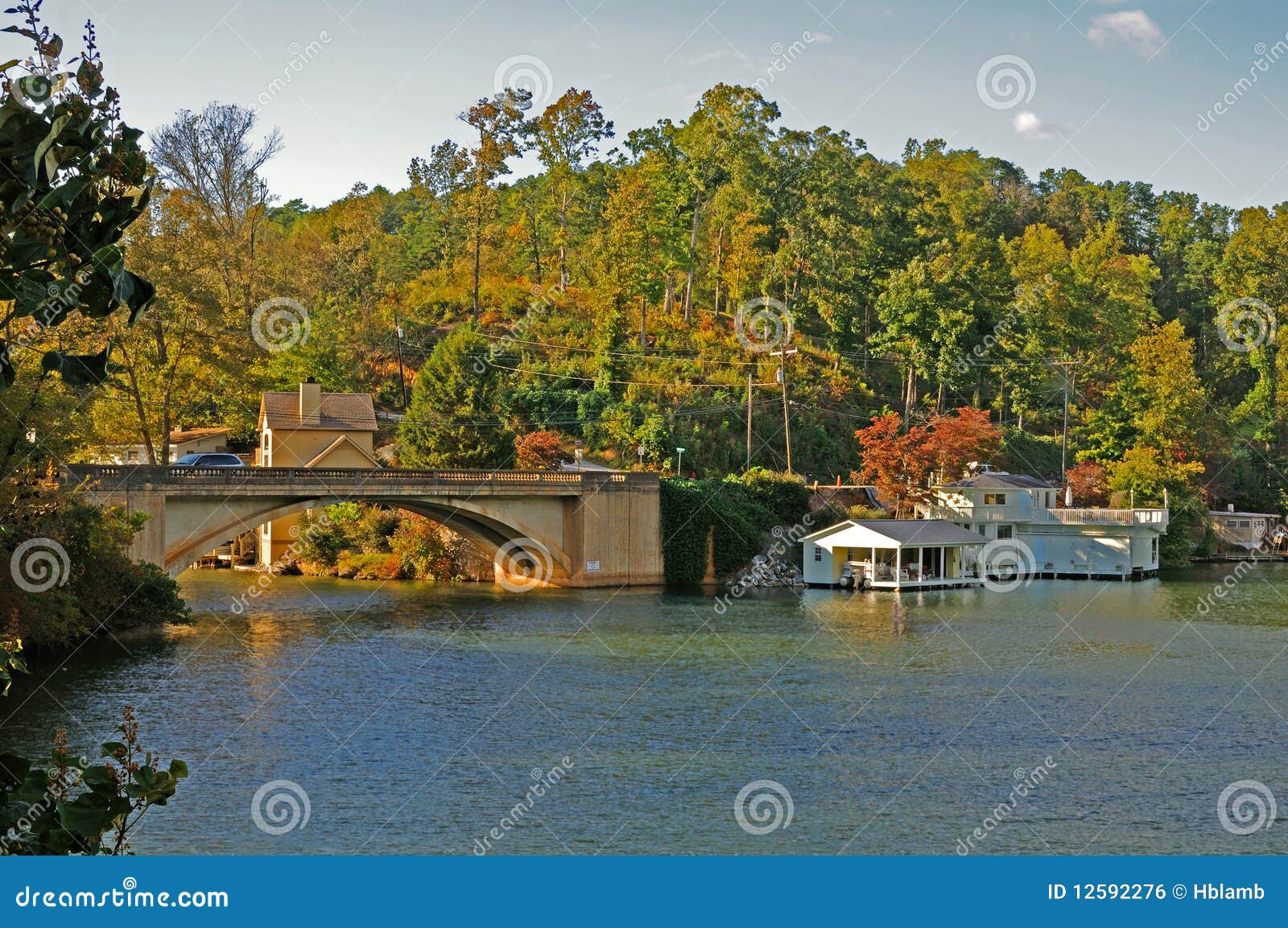 Sunlit Ashville Lake stock photo. Image of outdoors, water - 12592276