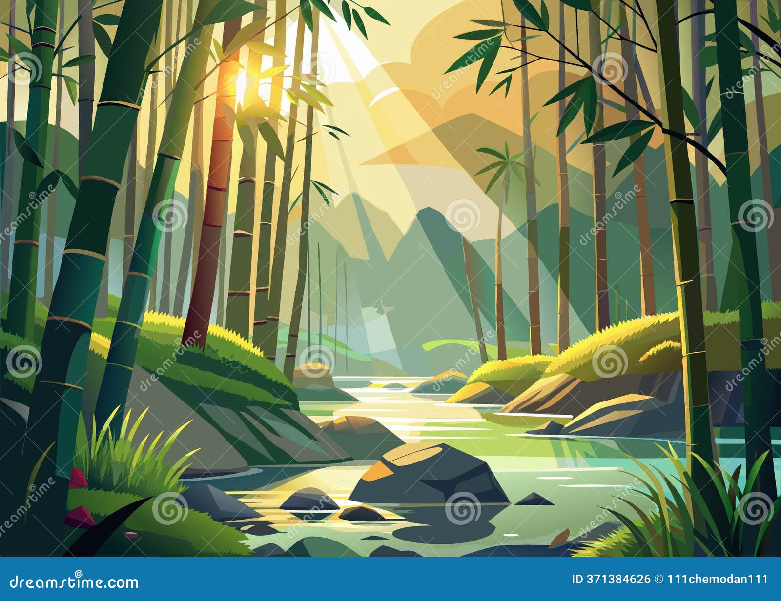 A Winding River Through A Valley Vector Simple 3d Isolated Illustration ...