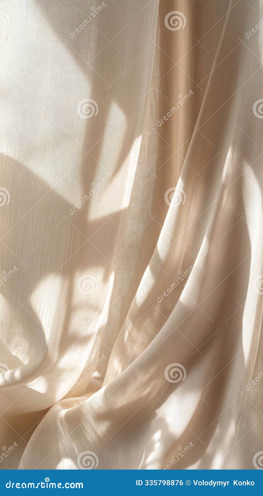 Sunlit Beige Curtains with Shadow Patterns, Serene Interior Decor ...