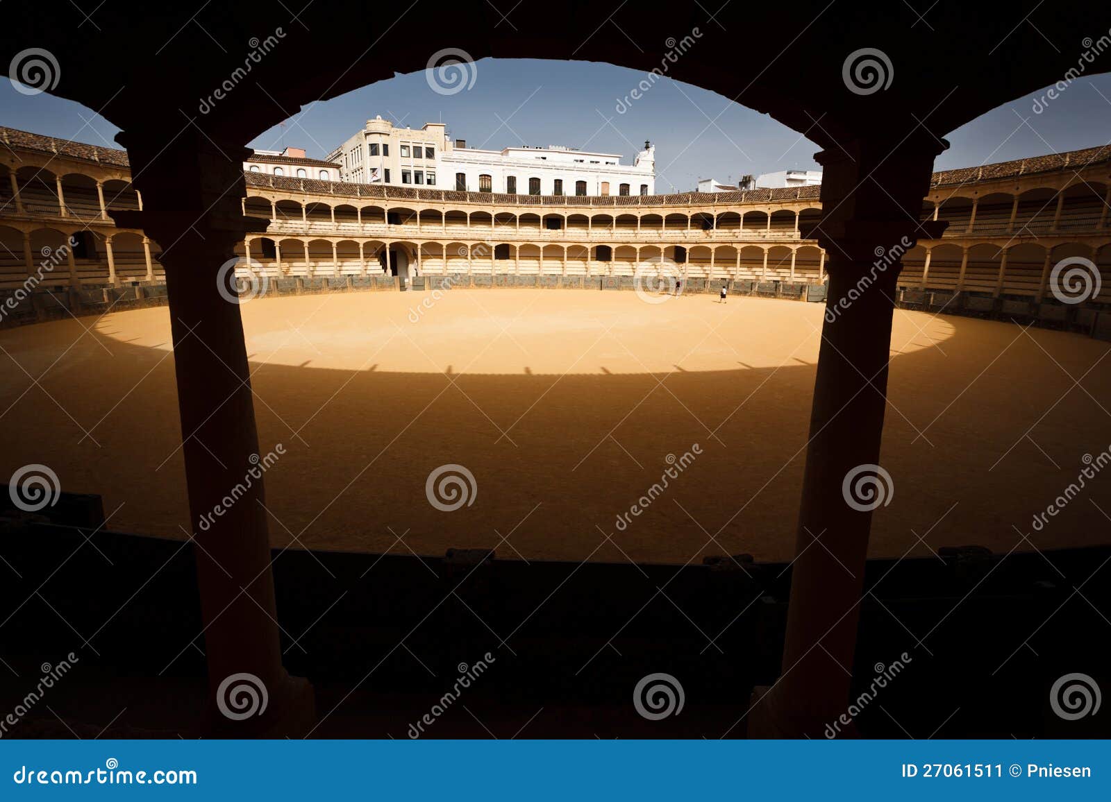 Sunlit Circle Inside Empty Bull Fight Arena Stock Image - Image of ...