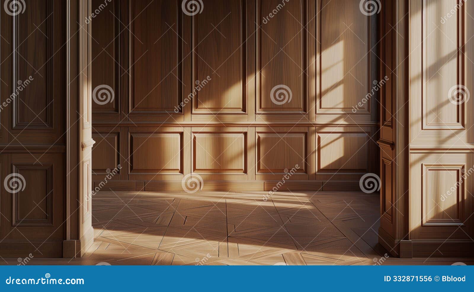 Sunlit Classical Wooden Wall Paneling Stock Photo - Image of sunlight ...