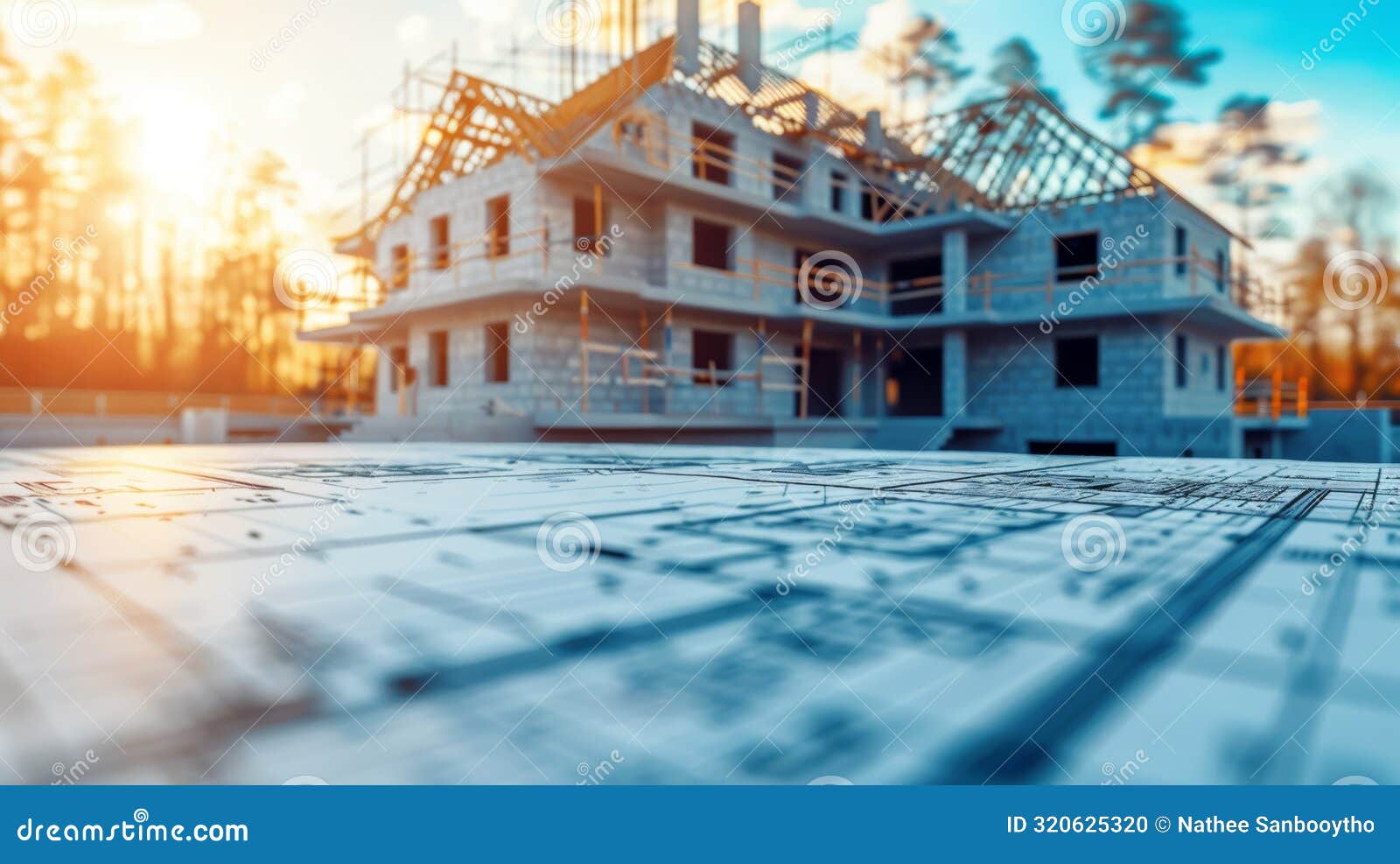 House Framework With Hand Drawn Sketch Of Detached House Cartoon Vector ...