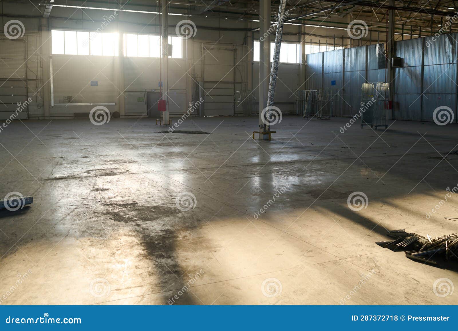 Sunlit Corner of Spacious Workshop or Warehouse of Industrial Plant ...