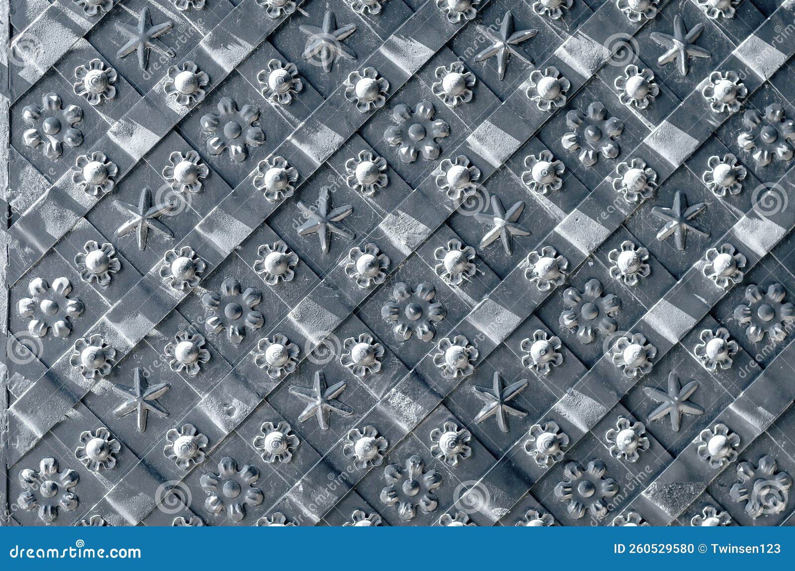 Sunlit Decorative Metal Gate. Pattern on Metal Stock Photo - Image of ...