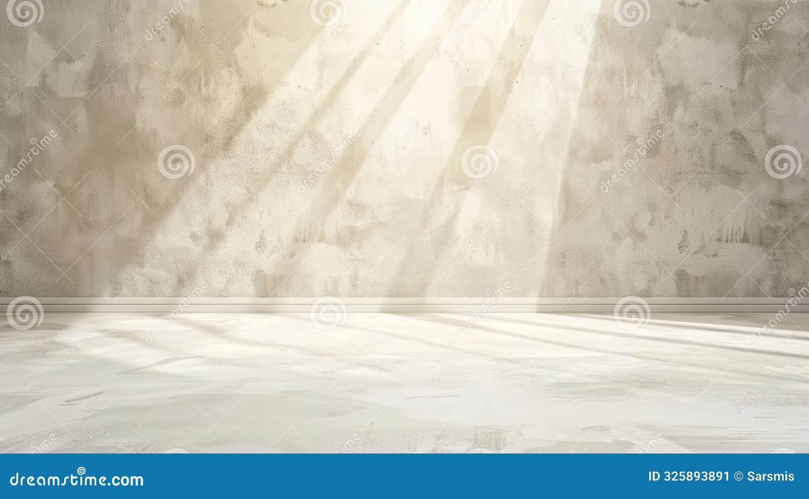 Sunlit Empty Room with Textured Wall and Light Rays Cast on Floor ...