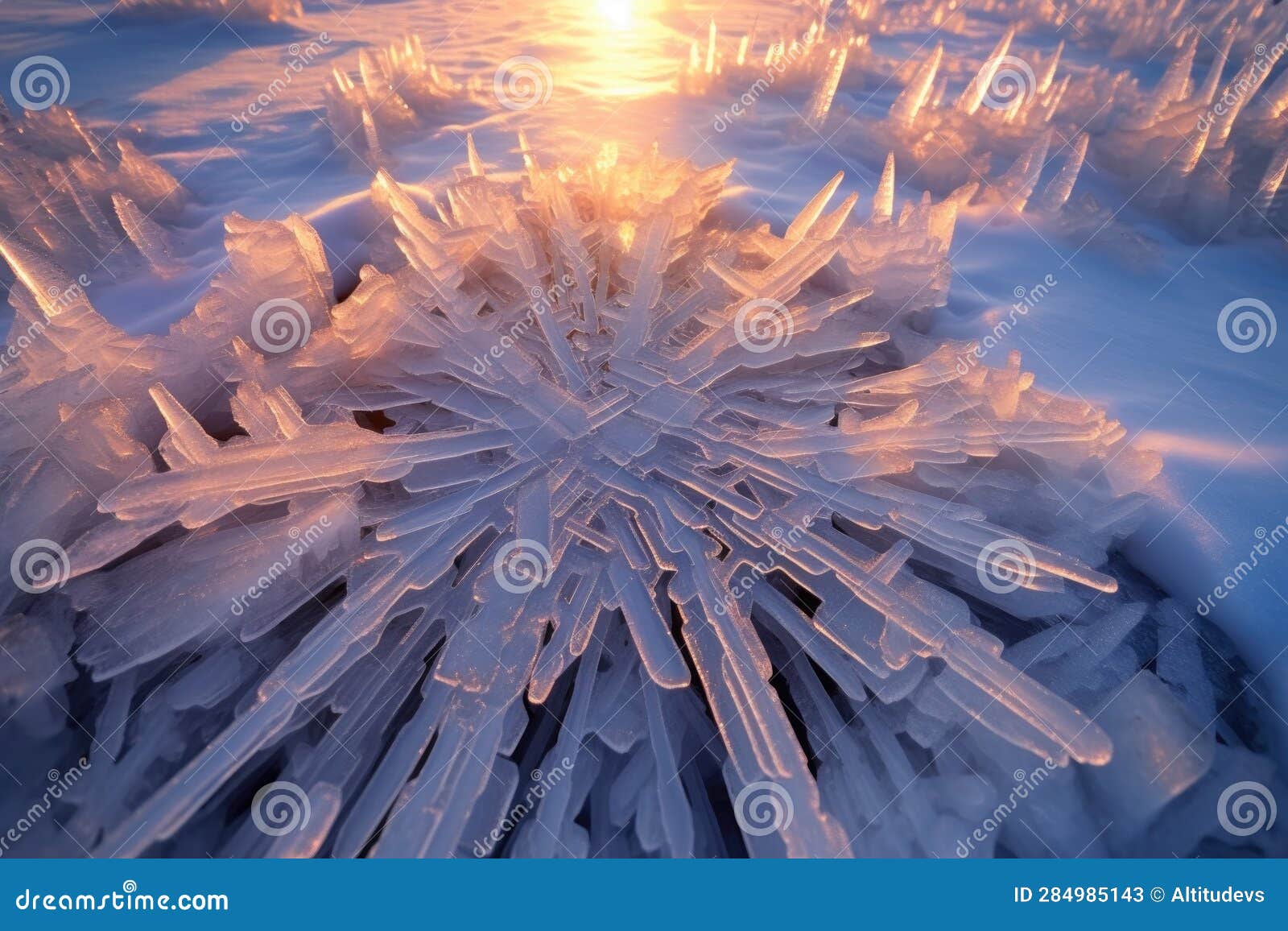Sunlit Ice Crystals on Arctic Snow Surface Stock Illustration ...