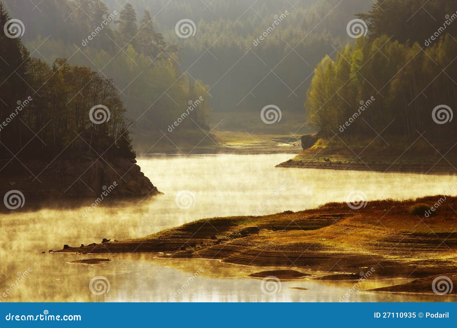 Sunlit lake stock image. Image of shore, countryside - 27110935
