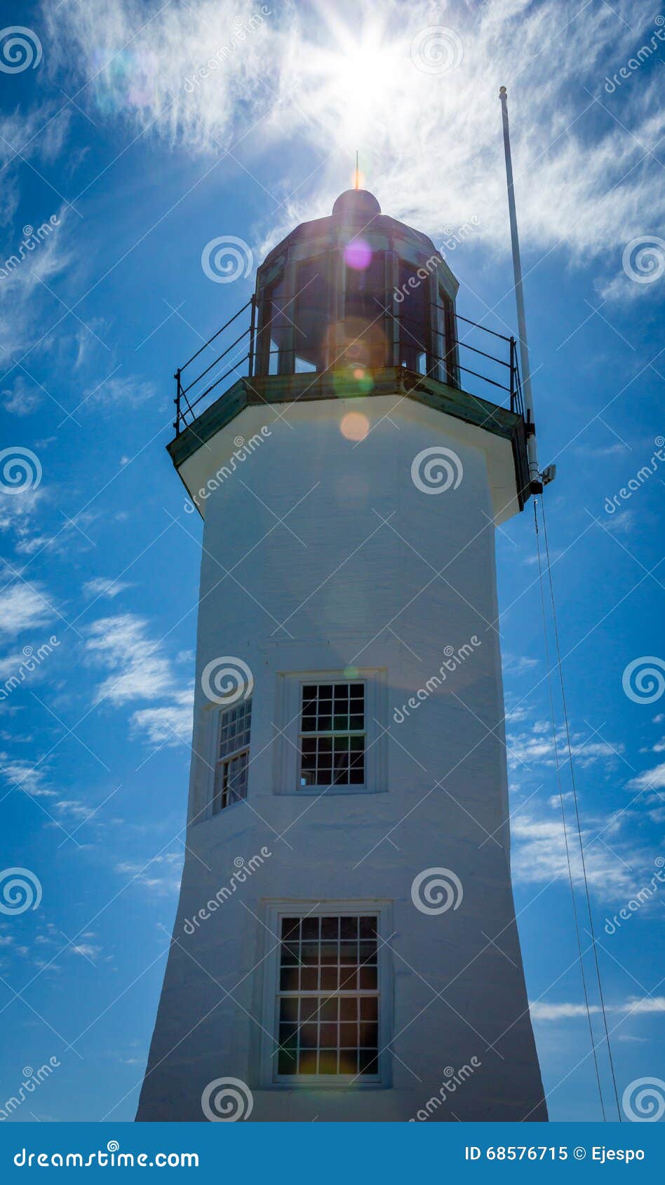 Sunlit Lighthouse stock image. Image of blue, clouds - 68576715