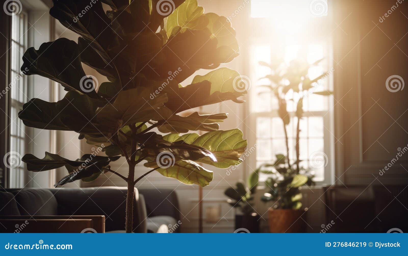 Sunlit Living Room with Fresh Bouquet Decoration Generated by AI Stock ...