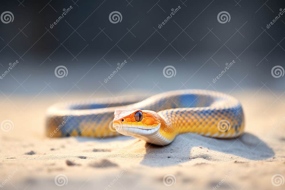 Sunlit Mamba in Striking Pose on Sand Stock Image - Image of serpent ...