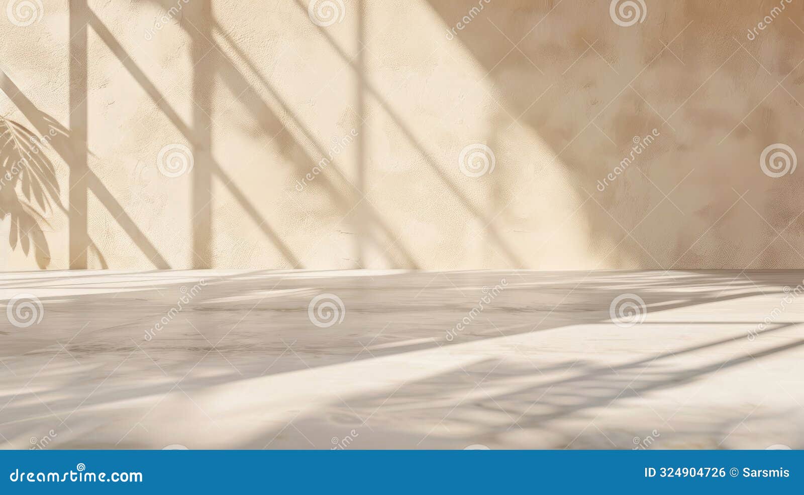 Sunlit Minimalist Interior with Plant Shadows on Neutral Beige Wall ...