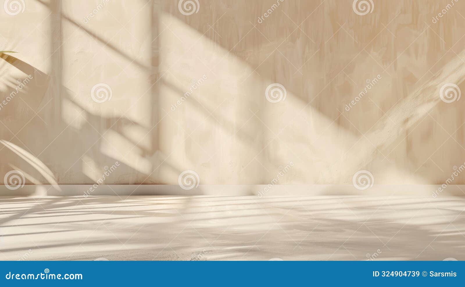 Sunlit Minimalist Interior with Soft Shadows and Natural Texture on ...