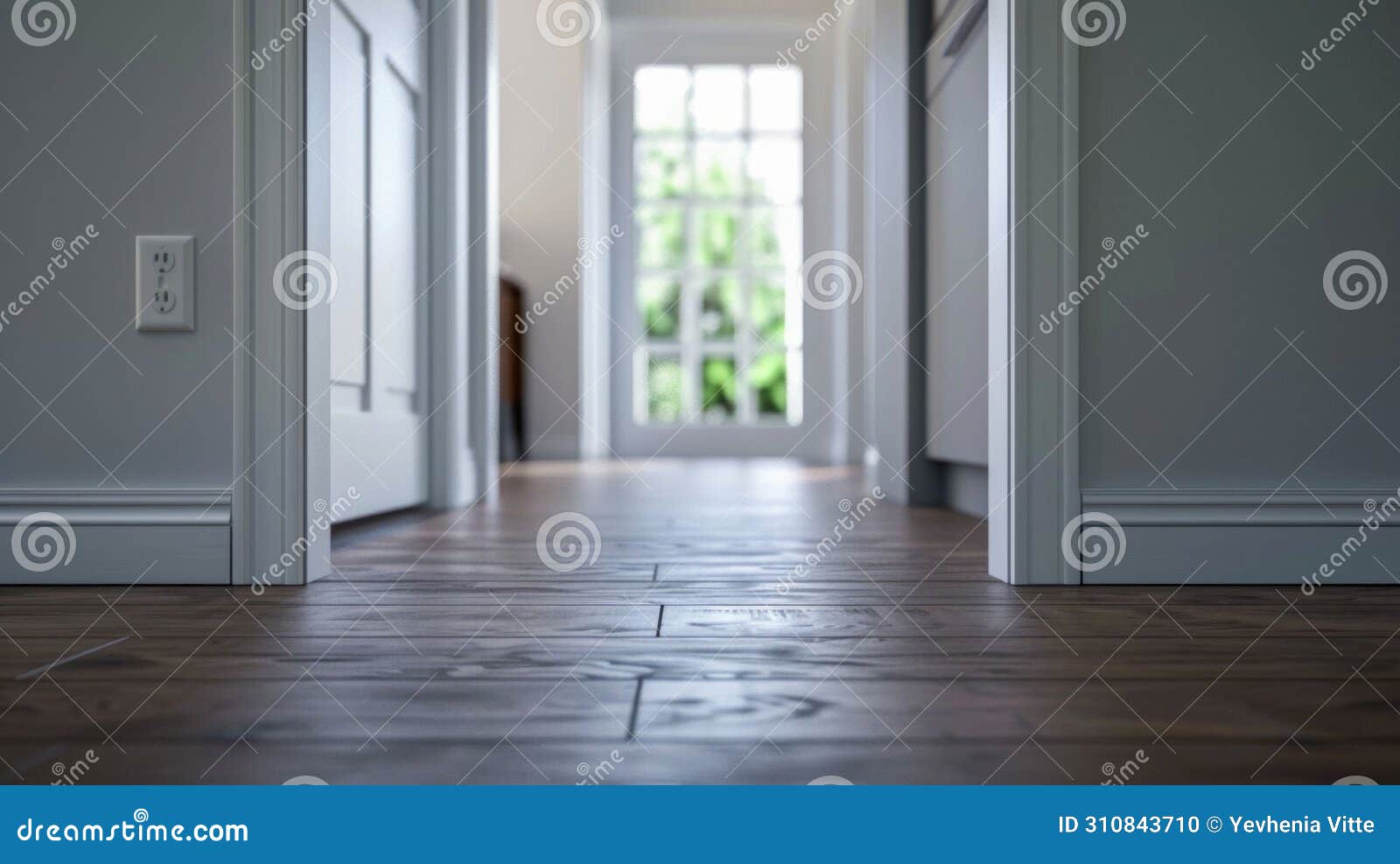Sunlit Modern Corridor with Open Doors and Garden View. Generative Ai ...