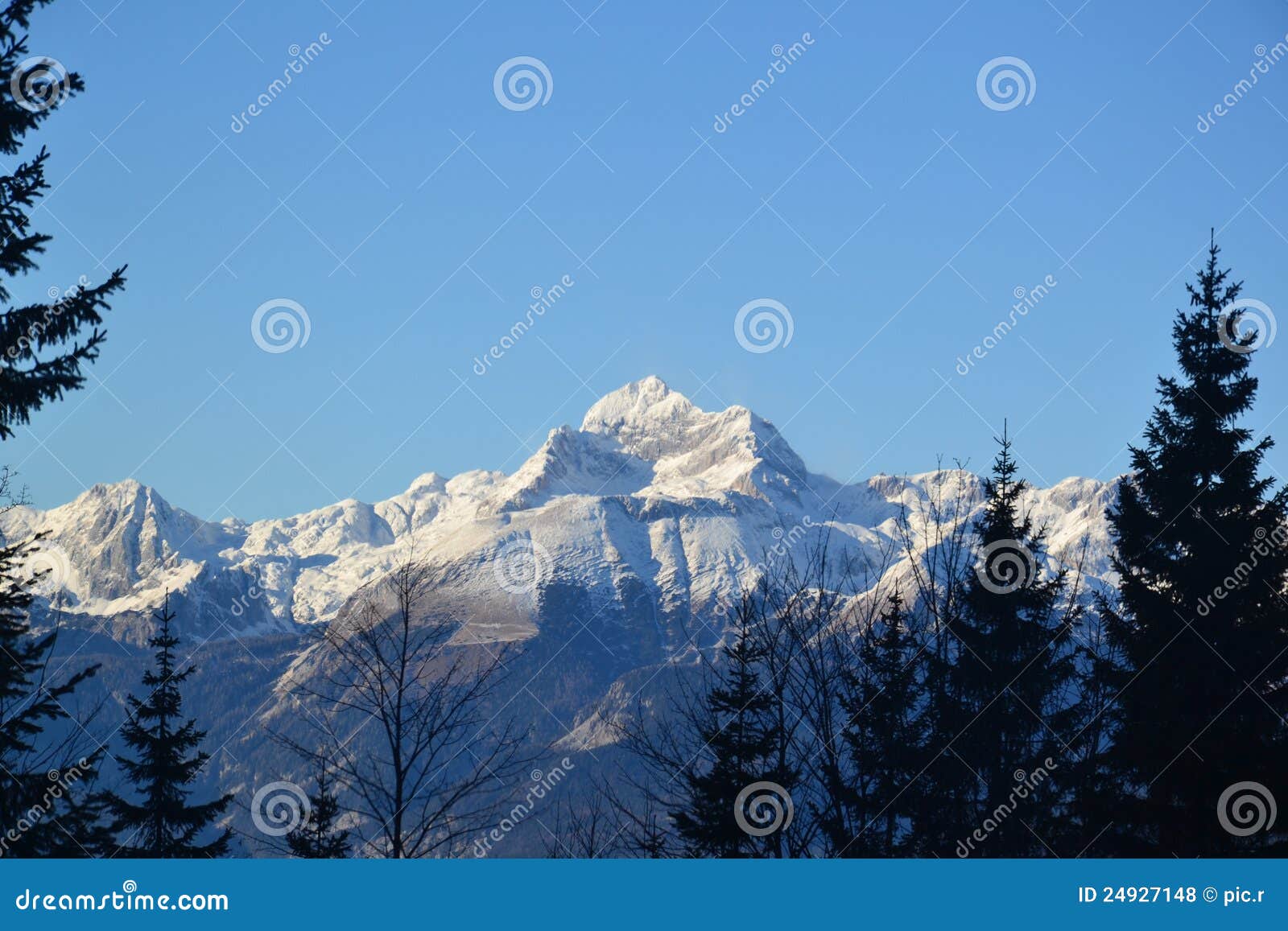 Sunlit Mountain Peak in Winter Stock Photo - Image of mount, attraction ...
