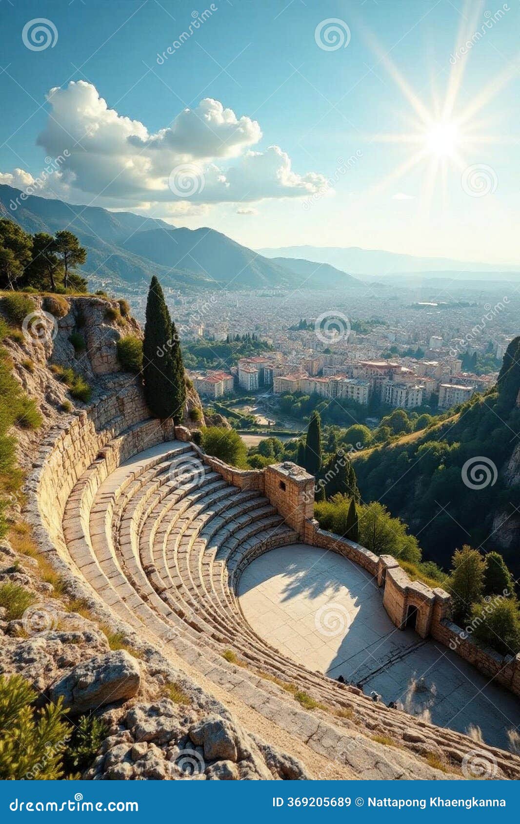Sunlit Odeon Of Herodes Atticus, Acropolis View, View, Background ...