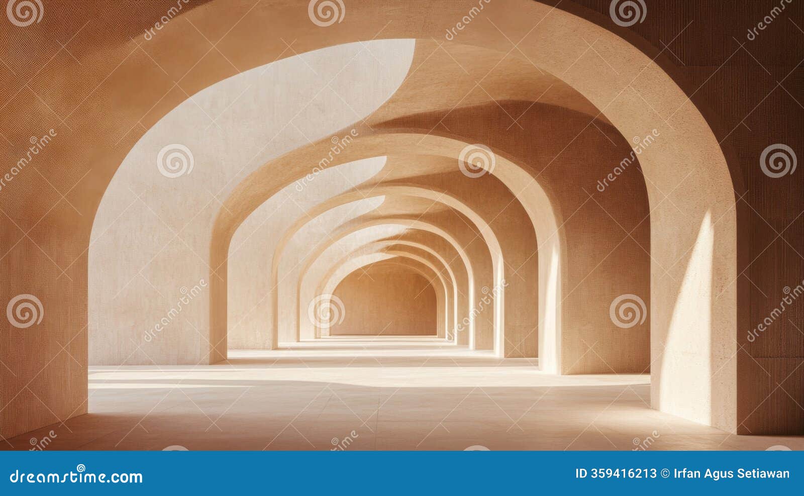 Sunlit Pathway of Arches: a Geometric Architectural Perspective Stock ...