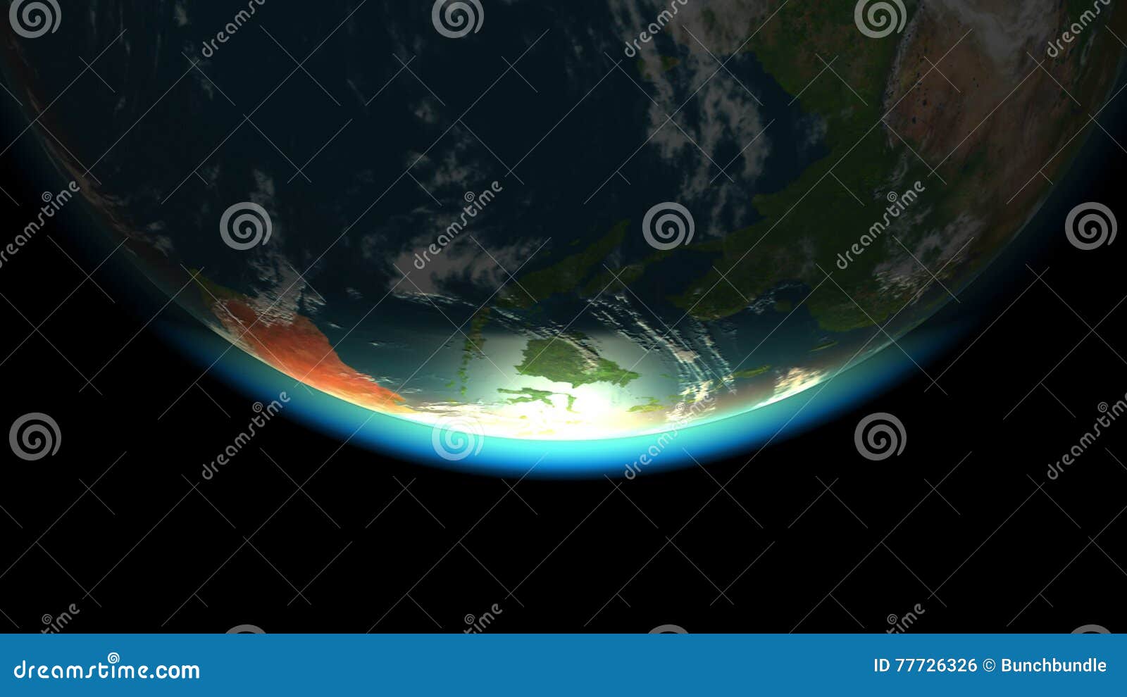 Sunlit Portion of Earth Bottom View. Seamless Loop, 3D Animation. Stock ...