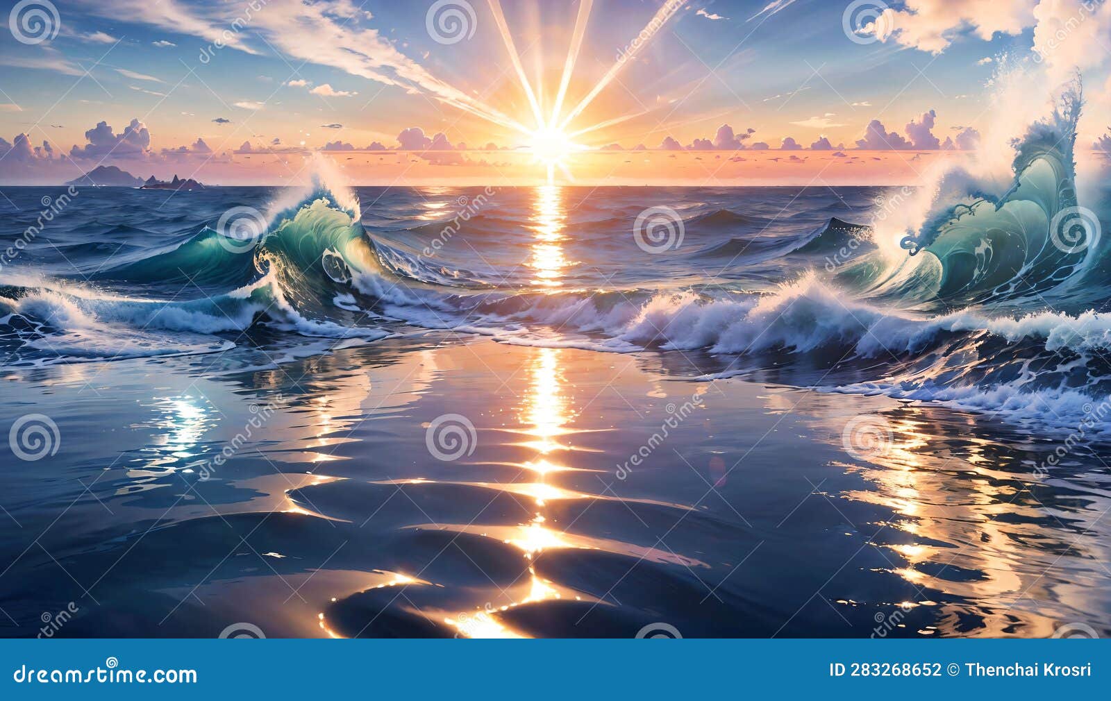 Sunlit Reflections of Serenity Stock Illustration - Illustration of ...