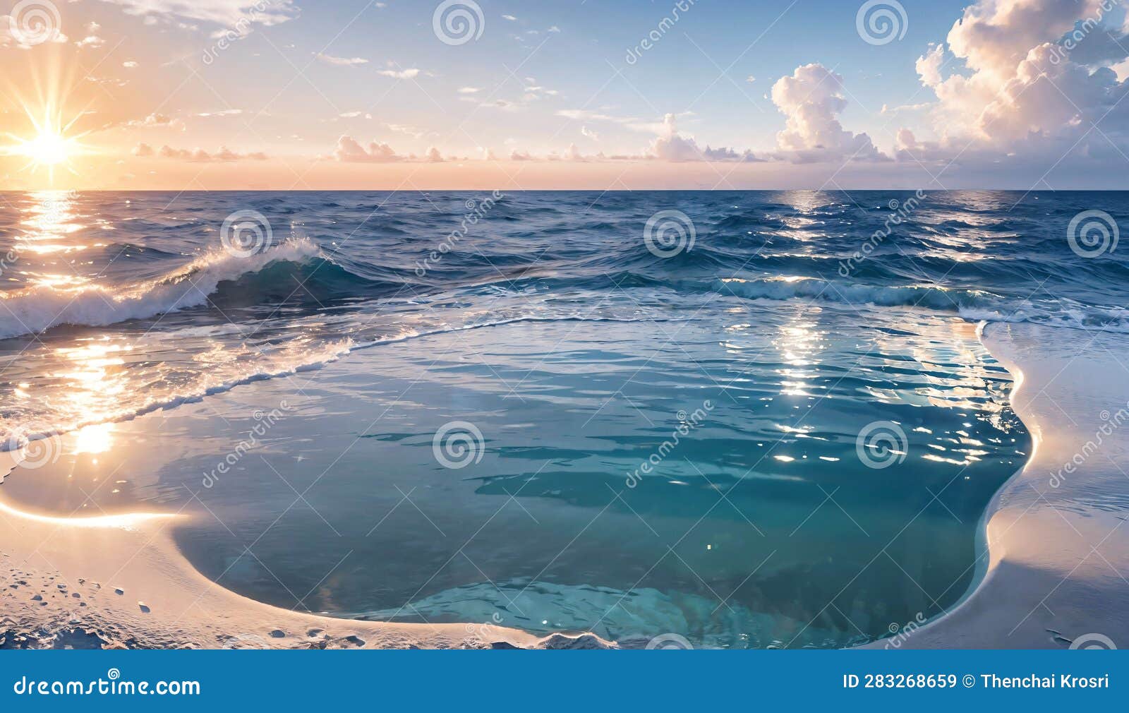 Sunlit Reflections of Serenity Stock Illustration - Illustration of ...