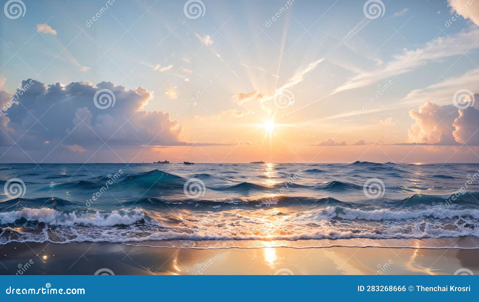 Sunlit Reflections of Serenity Stock Illustration - Illustration of ...