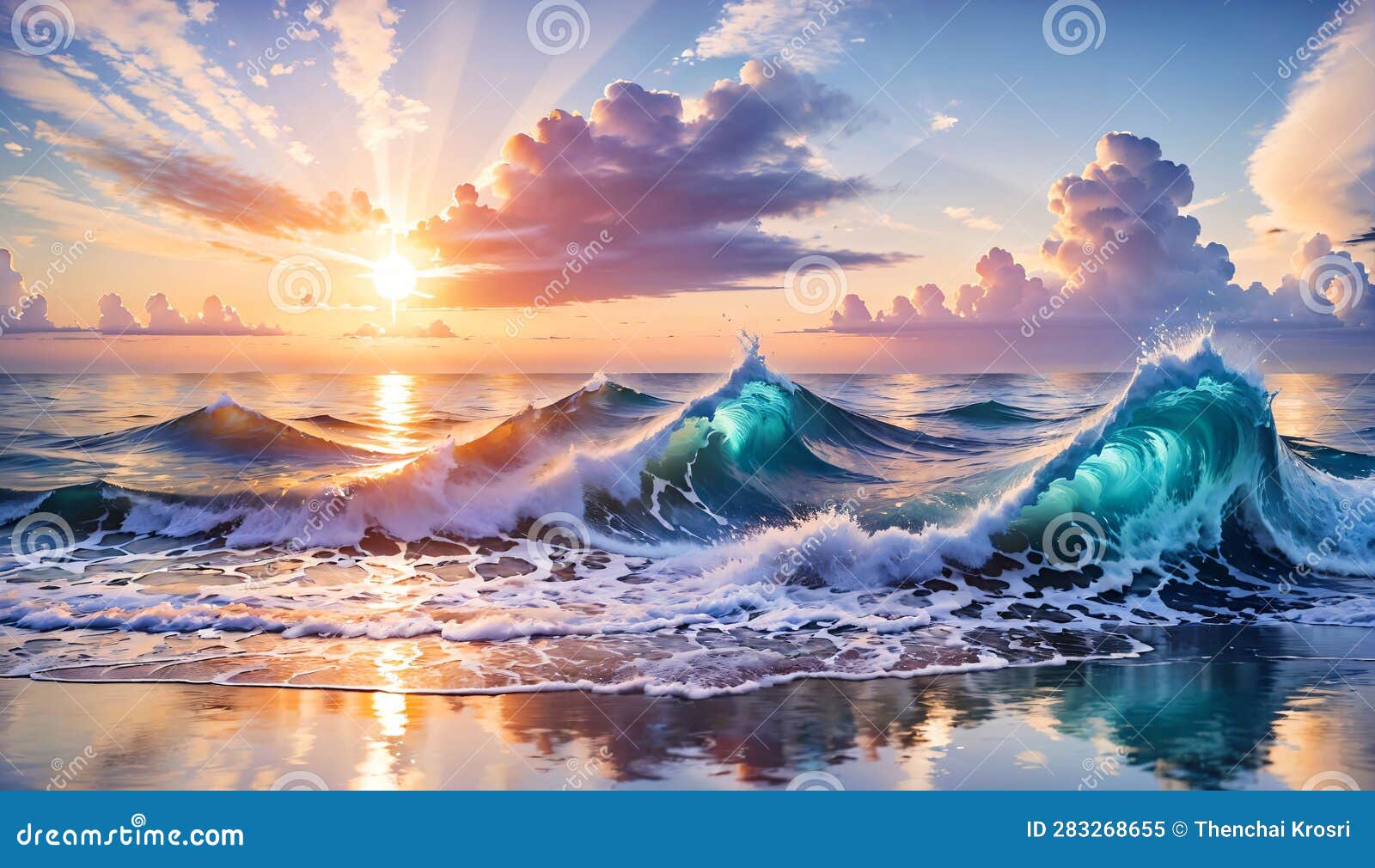 Sunlit Reflections of Serenity Stock Illustration - Illustration of ...
