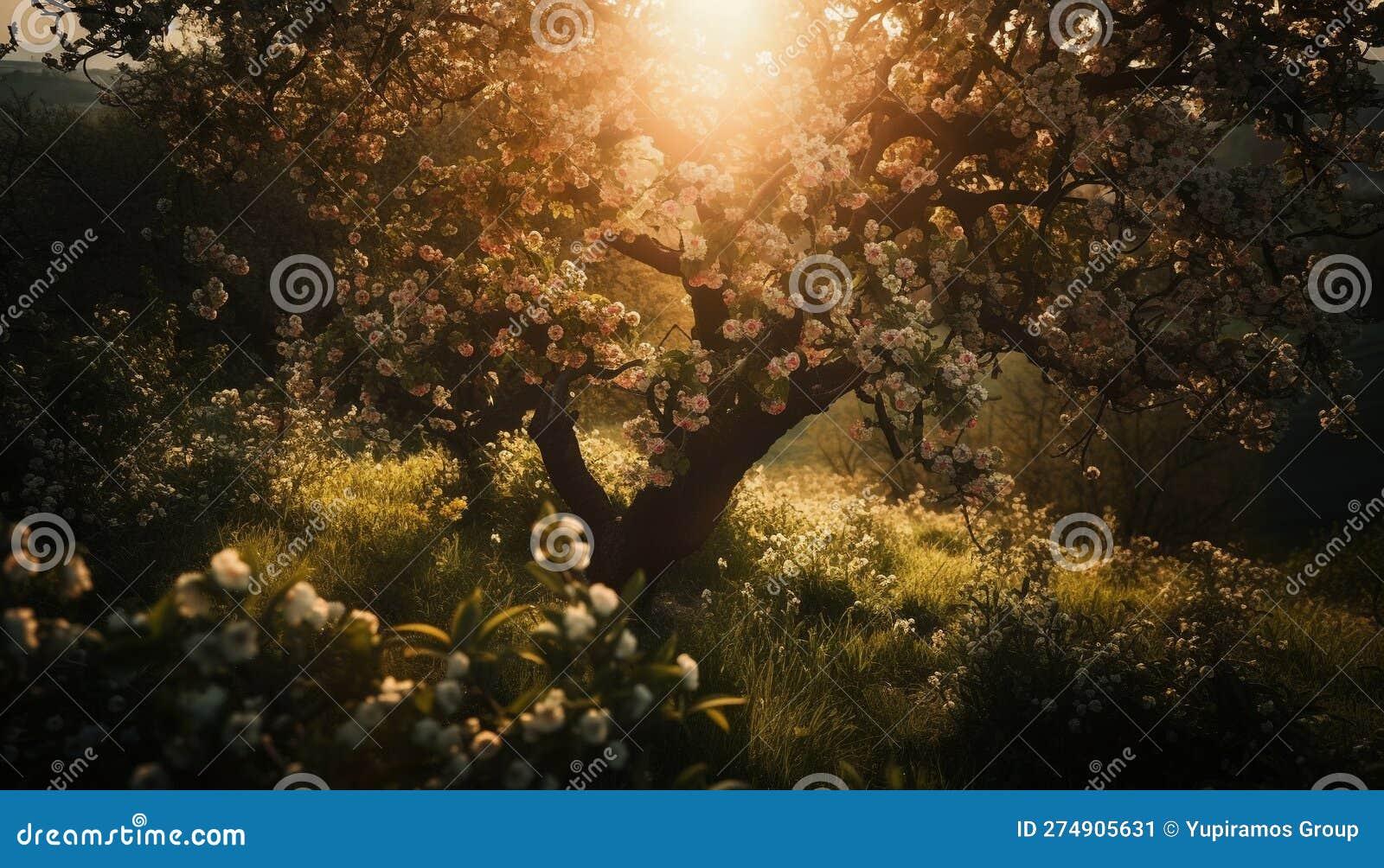 Sunlit Tree Branches, a Summer Meadow S Beauty Generated by AI Stock ...