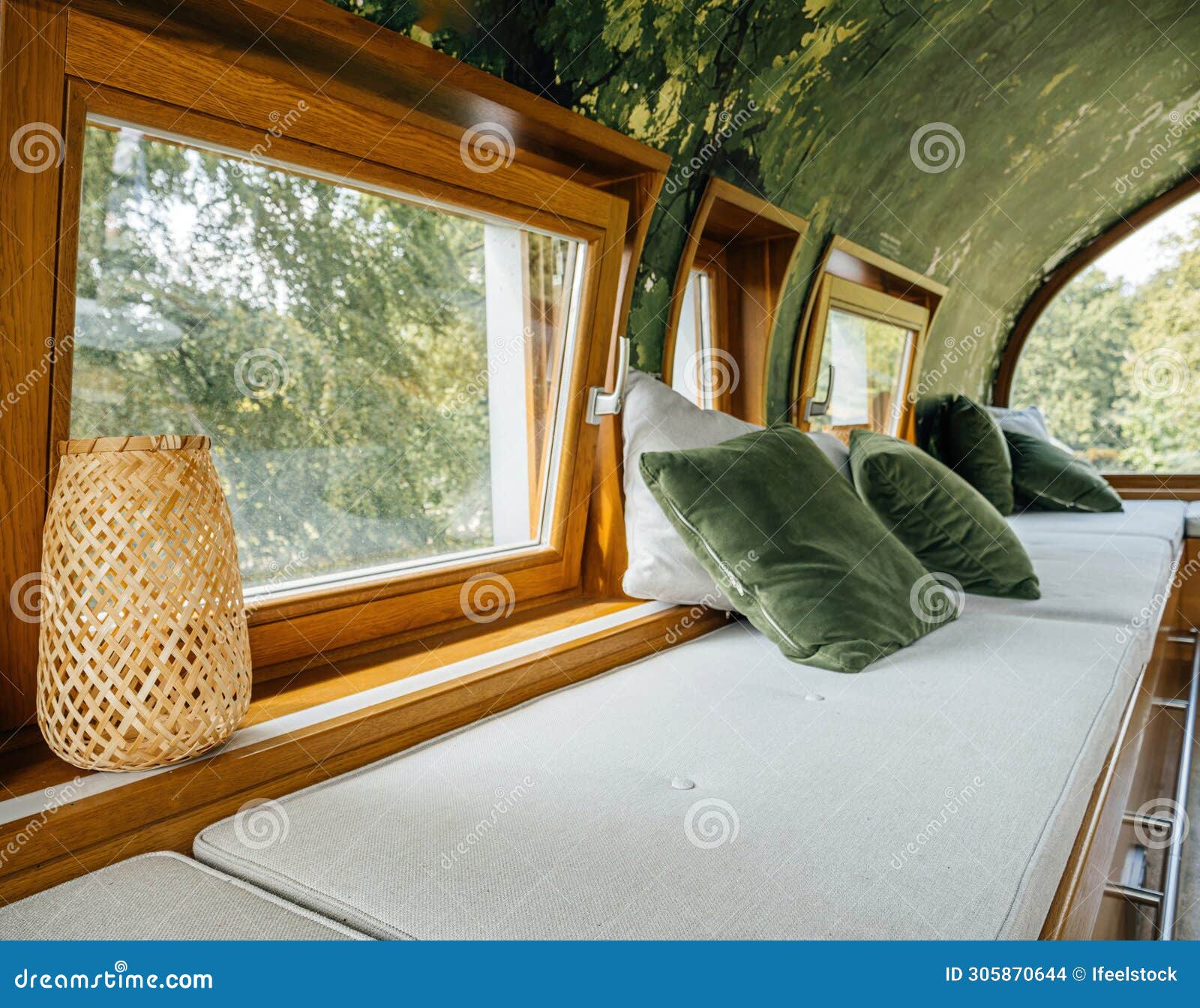 Sunlit Treehouse Interior with Comfortable Seating Stock Photo - Image ...