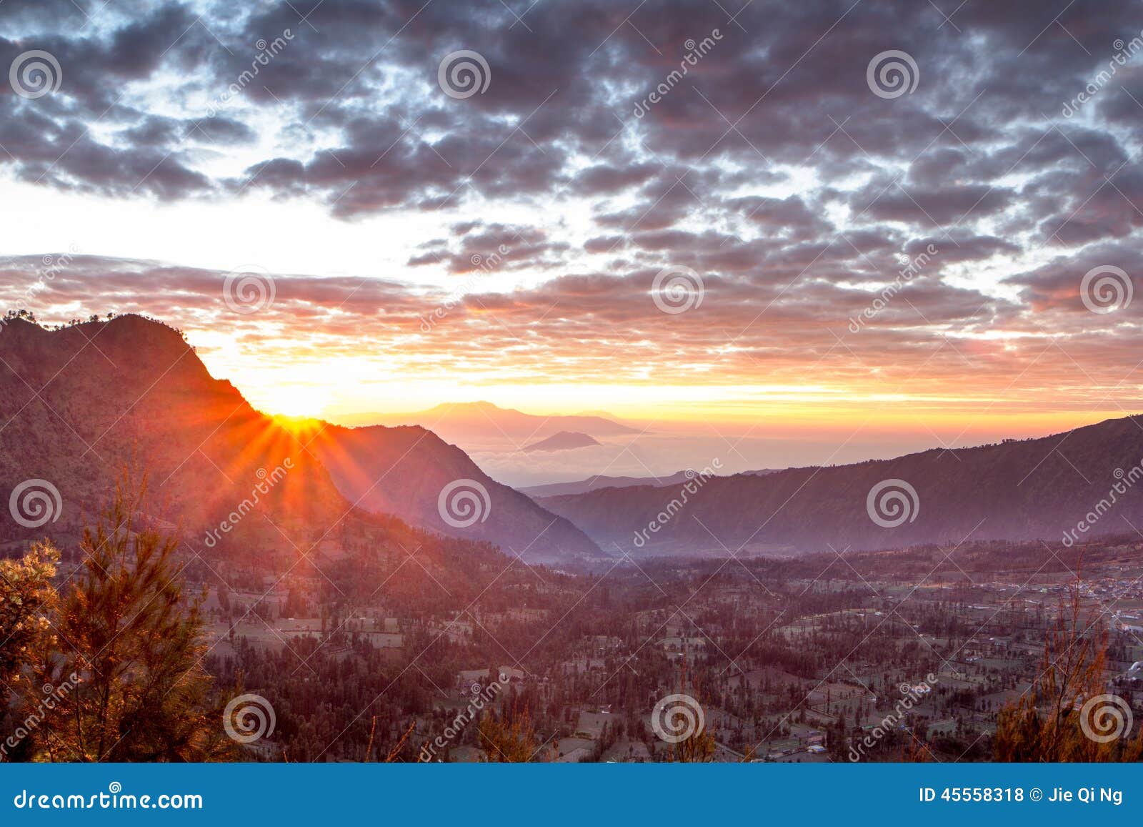 Sunlit Valley stock photo. Image of sunray, indonesia - 45558318