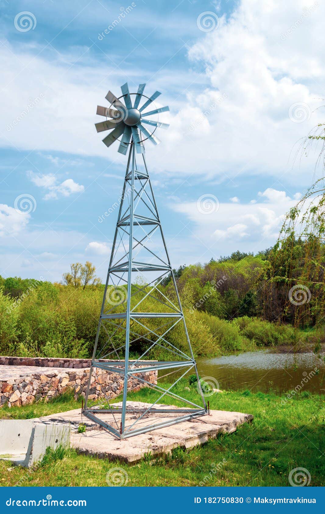 Sunlit windmill close-up stock photo. Image of outdoor - 182750830