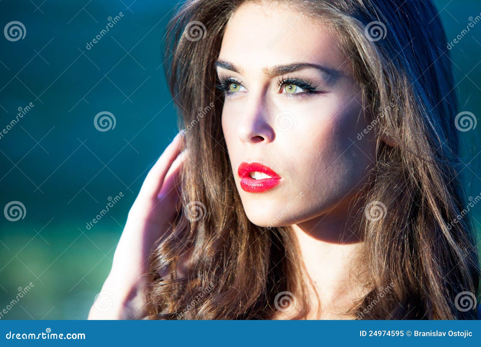 Sunlit woman face stock image. Image of horizontal, beauty - 24974595