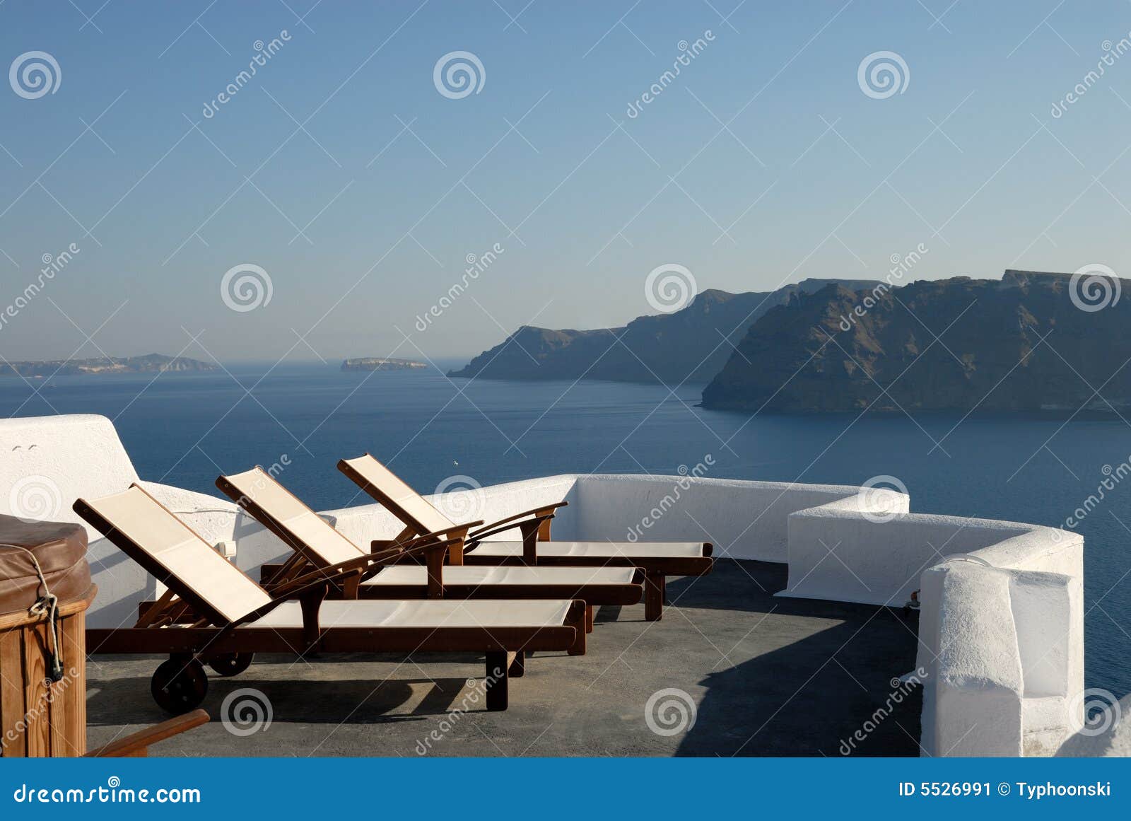 Sunlounger at the Terrace Greece Stock Image - Image of mediterranean ...