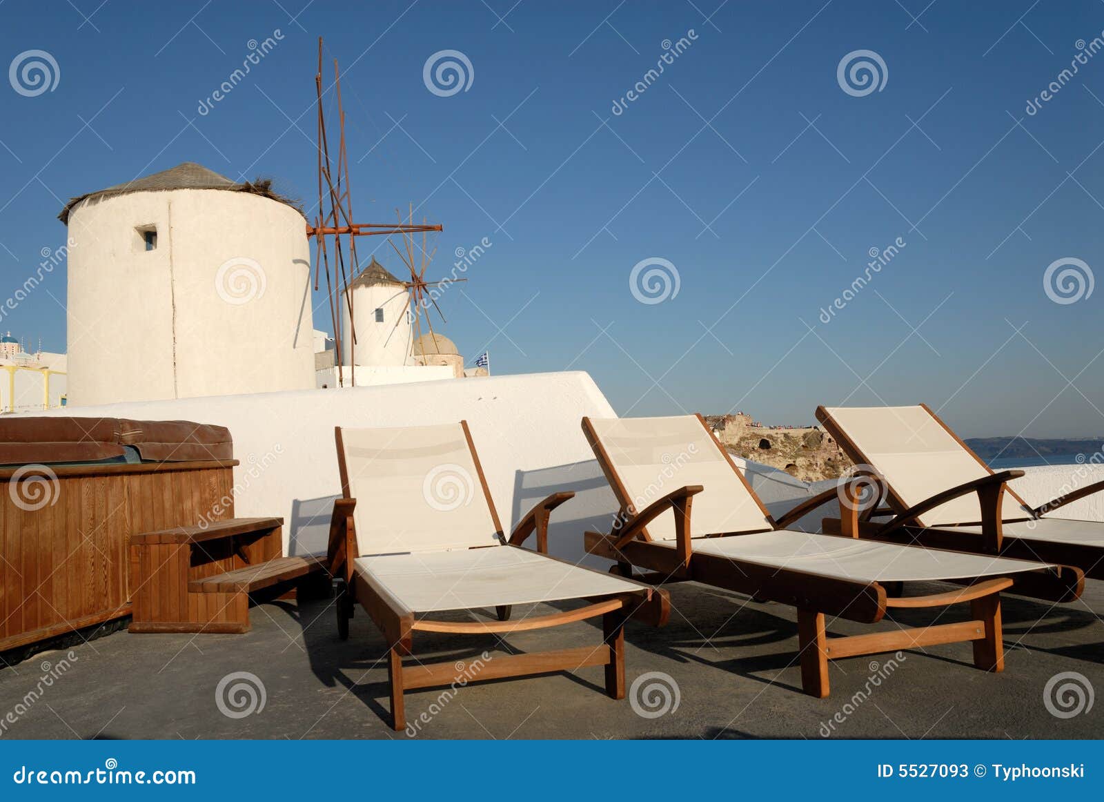 Sunlounger at the Terrace, Greece Stock Image - Image of sunlounger ...