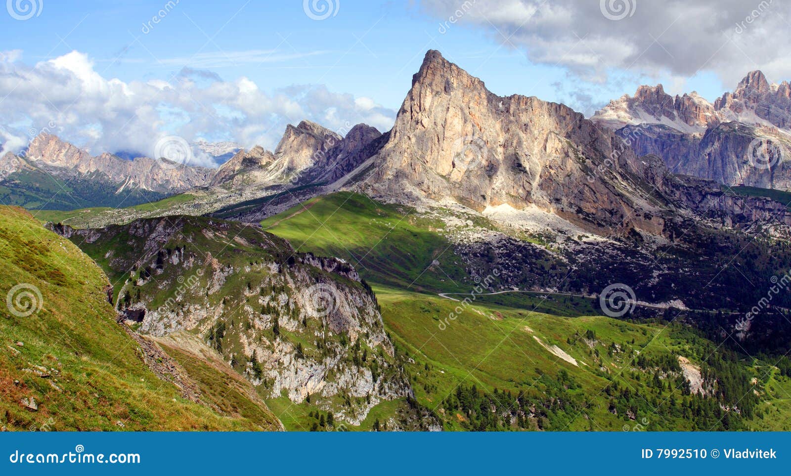 Sunny alpine valley stock photo. Image of alpine, peak - 7992510