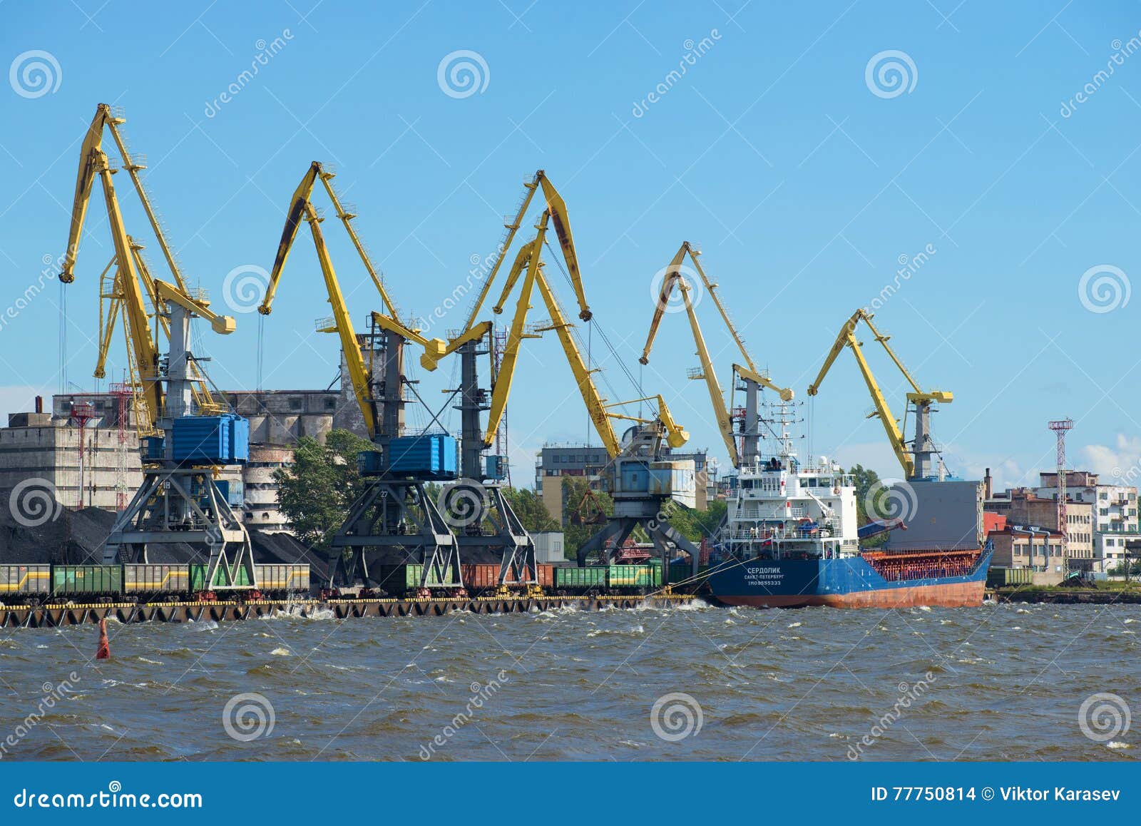 Sunny August Day at the Cargo Port of Vyborg. Russia Editorial Stock ...