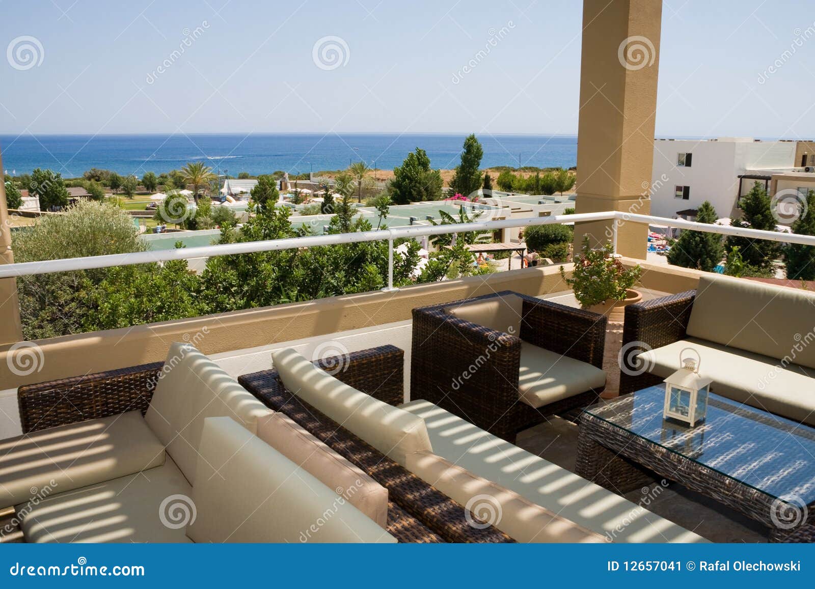 Sunny balcony over a sea stock image. Image of indoors - 12657041