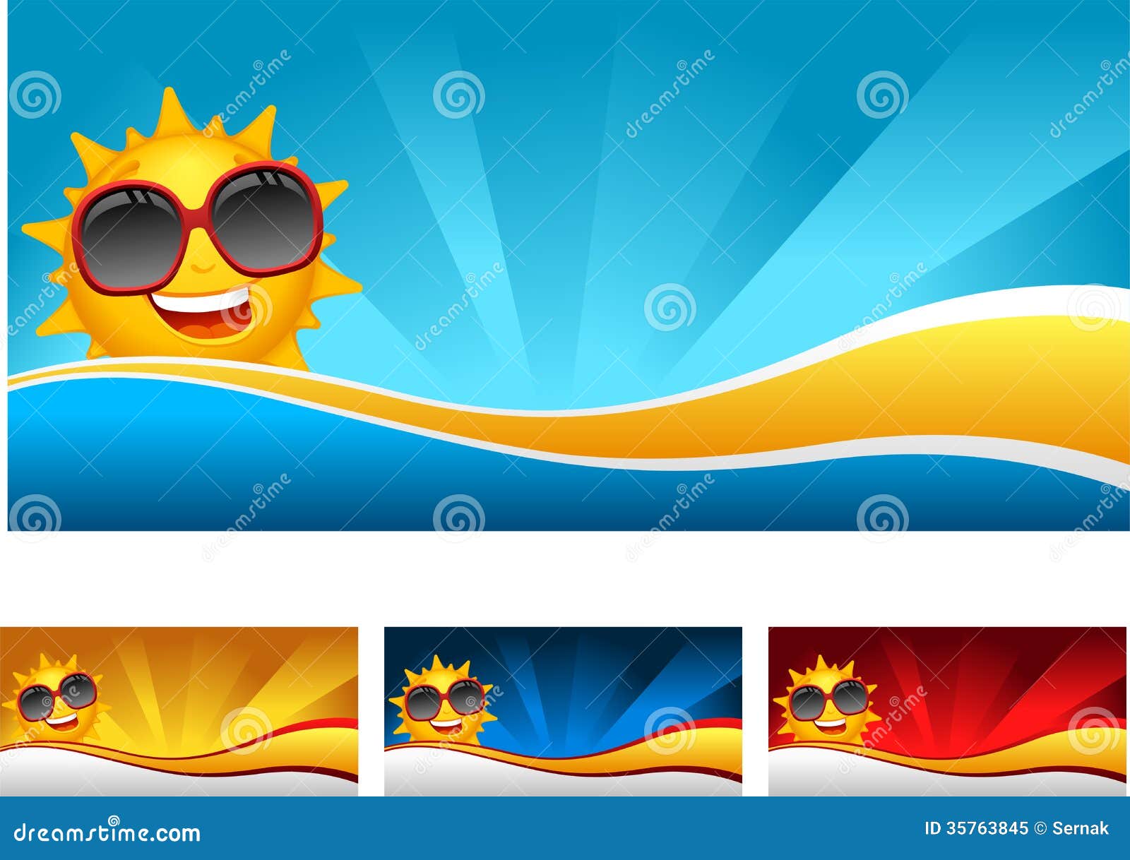 Sunny banner stock vector. Illustration of lounge, sunbathing - 35763845