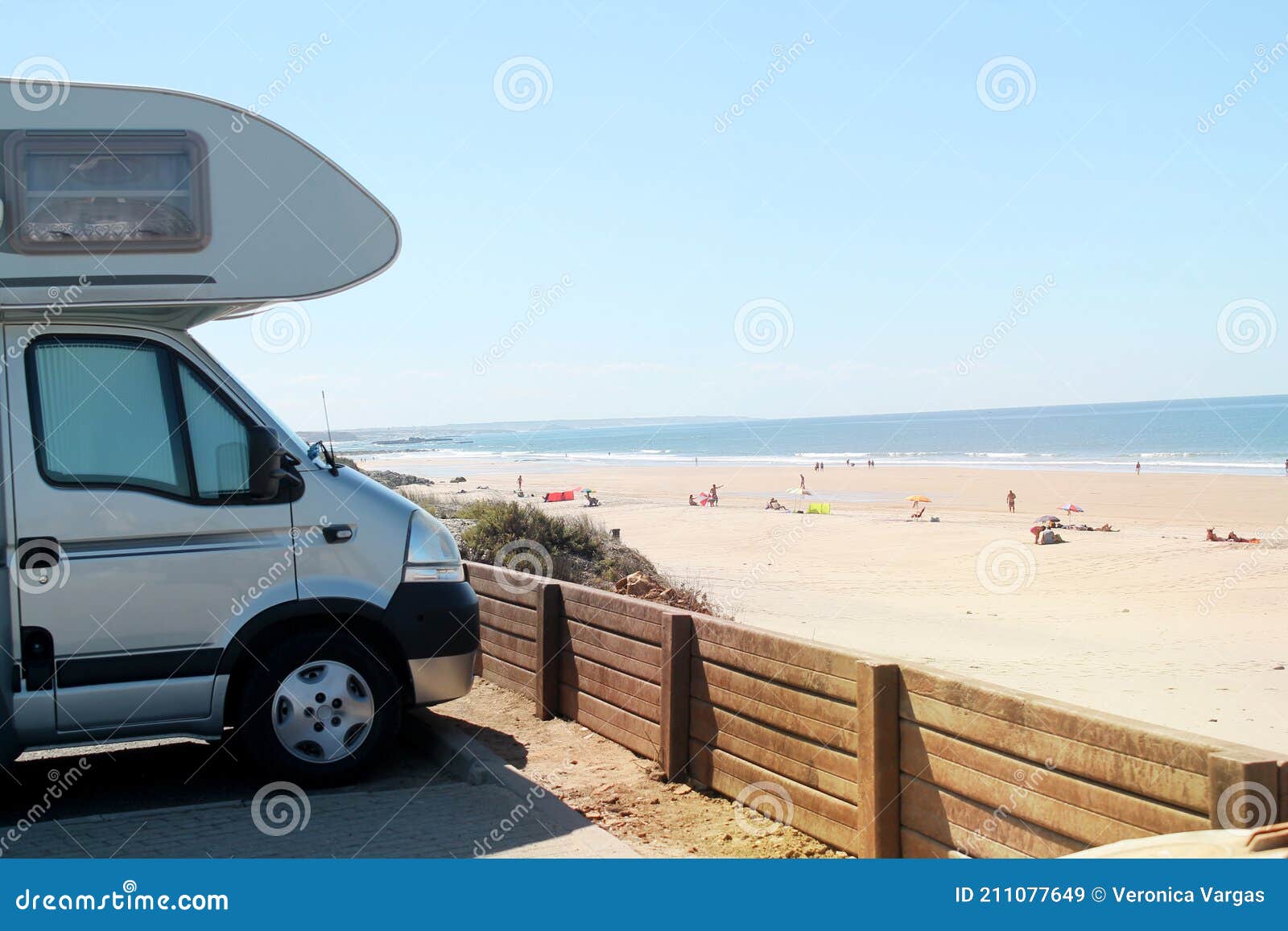 Sunny Beach and Caravan Landscape Stock Image - Image of panorama ...