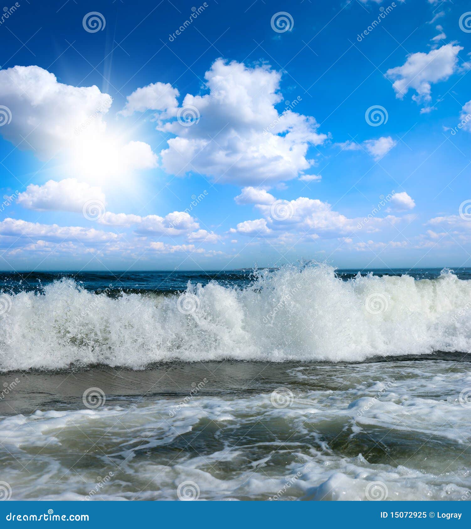 Sunny Beach on Coast of Atlantic Ocean Stock Image - Image of foam ...