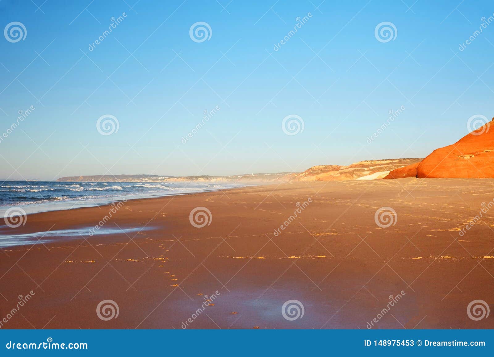 Sunny beach landscape stock image. Image of beach, cloud - 148975453