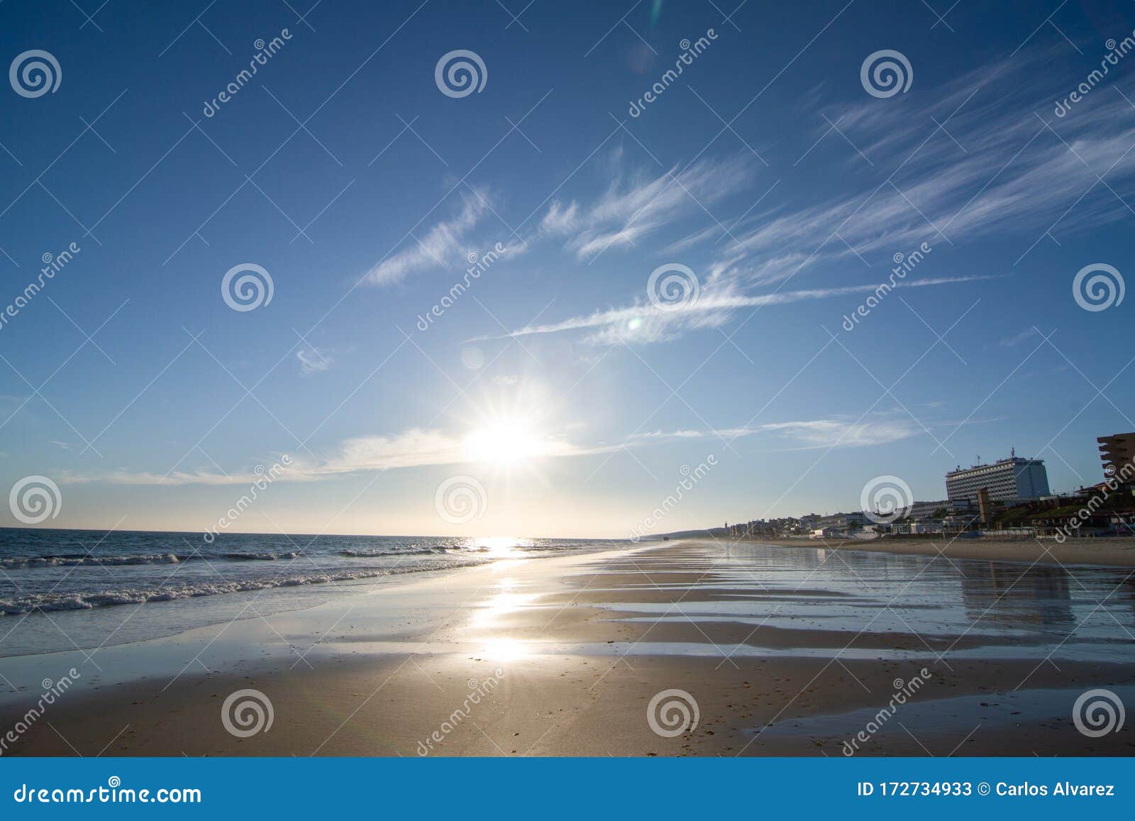 Sunny beach of Spain stock image. Image of shore, nature - 172734933