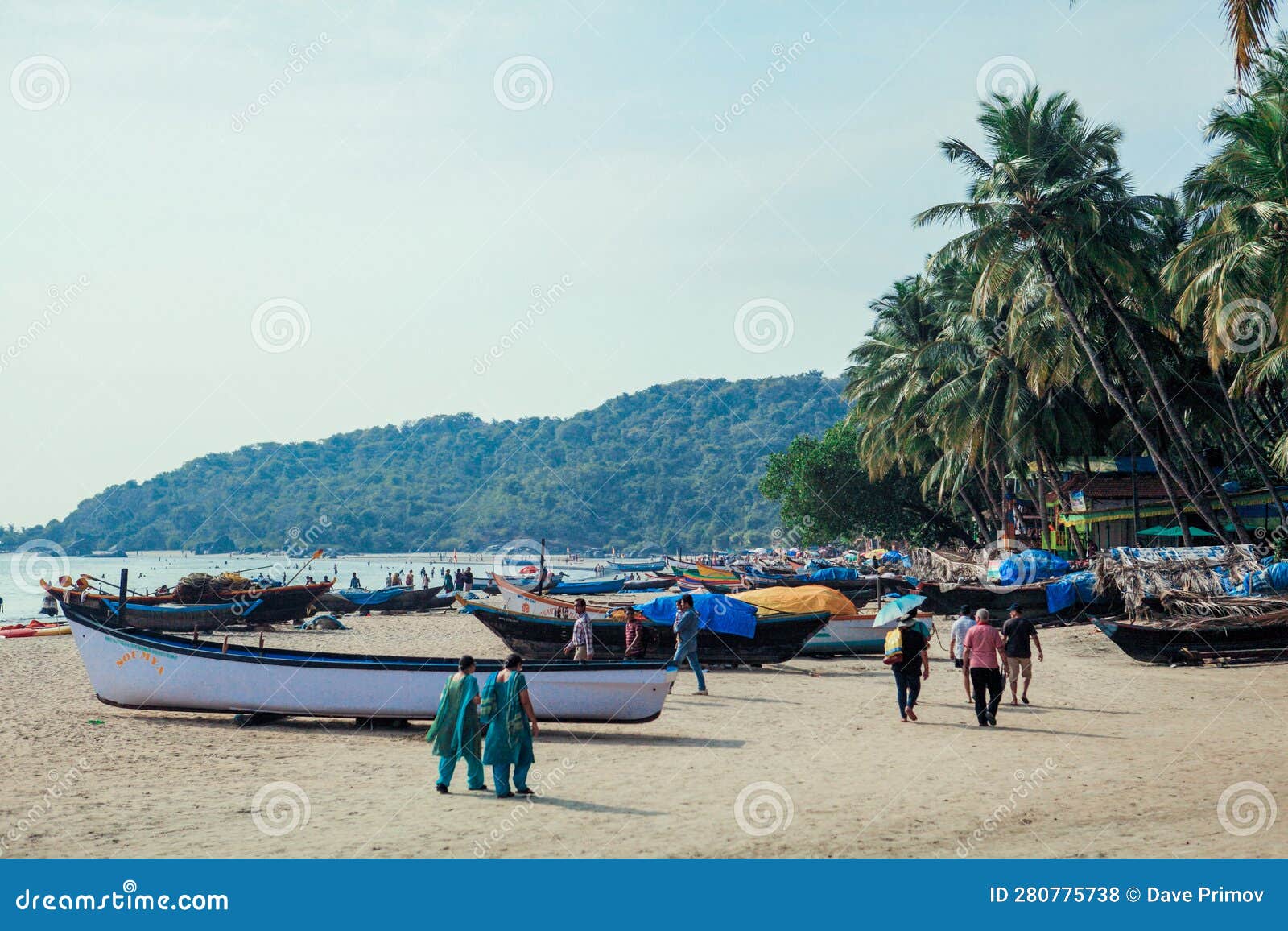 Sunny Beach with Tourists in the Goa State Editorial Stock Photo ...