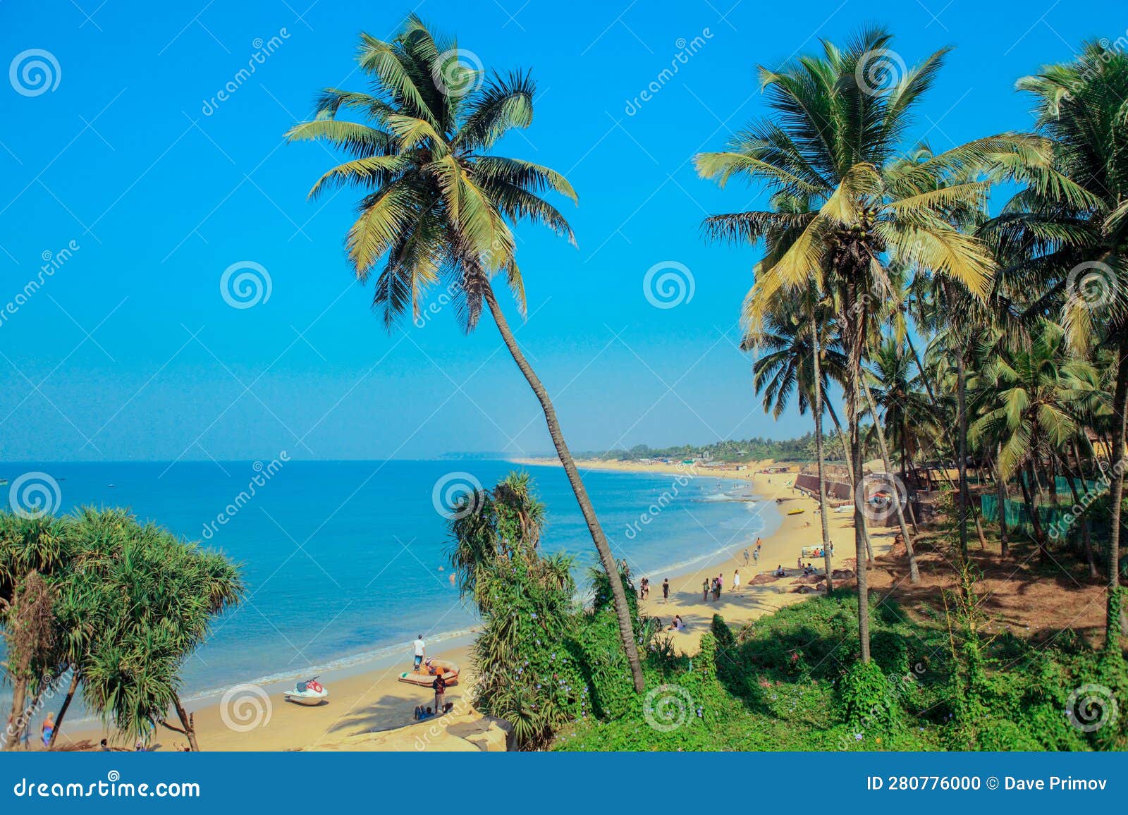 Sunny Beach with Tourists in the Goa State Stock Photo - Image of ...