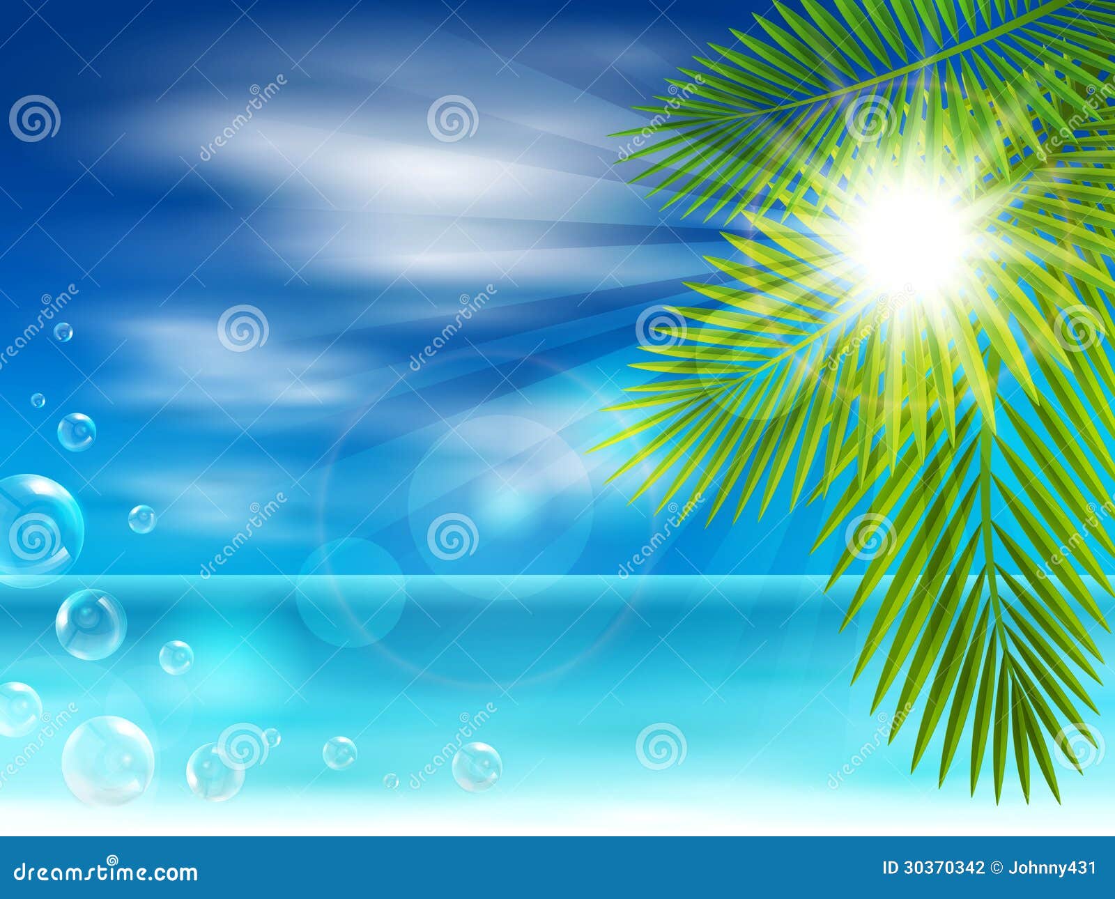 Sunny beach stock vector. Illustration of sunlight, sunshine - 30370342