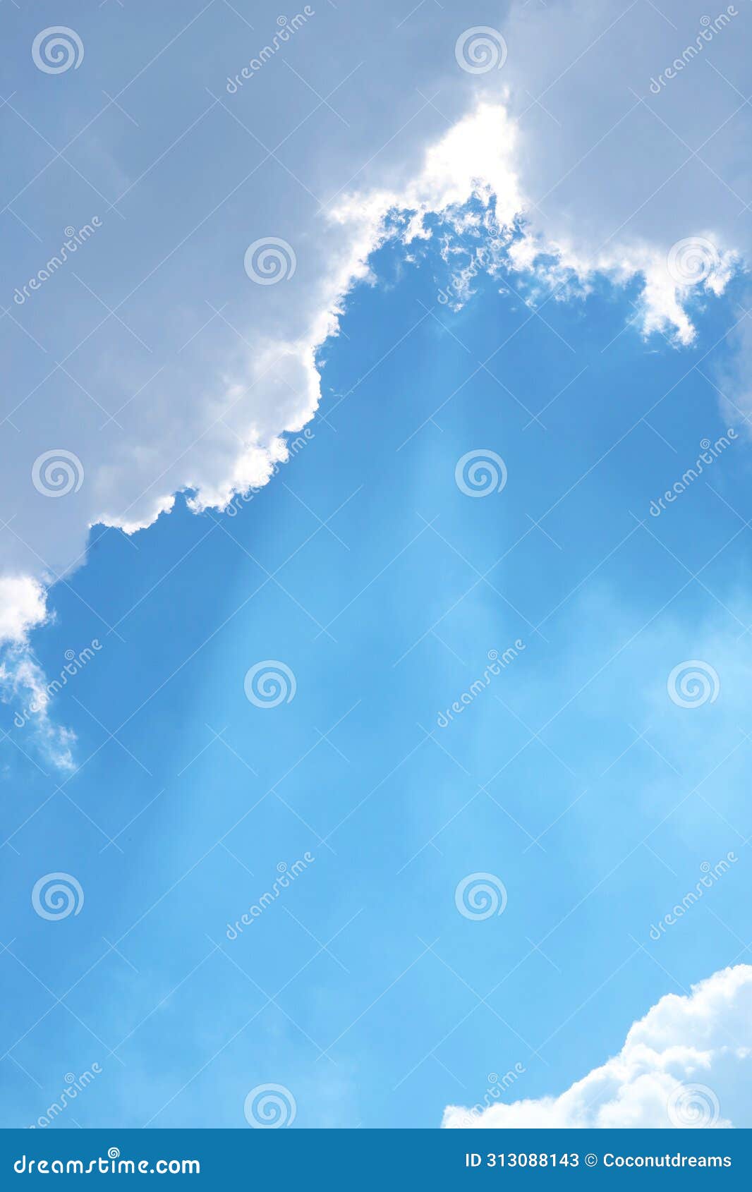 Blue Sky with Angel Ladder Beams Shining through the Clouds Stock Image ...